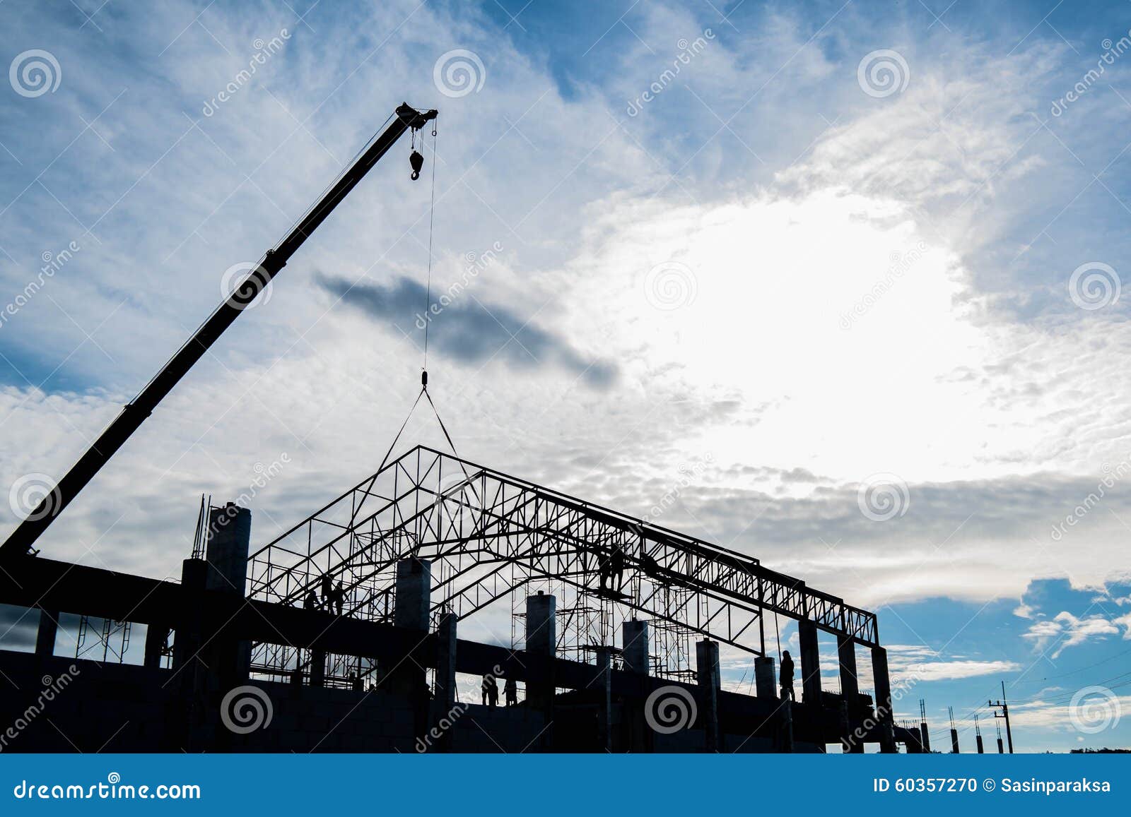 Silhouette Under Construction Site with Contractor S Worker Stock Photo ...