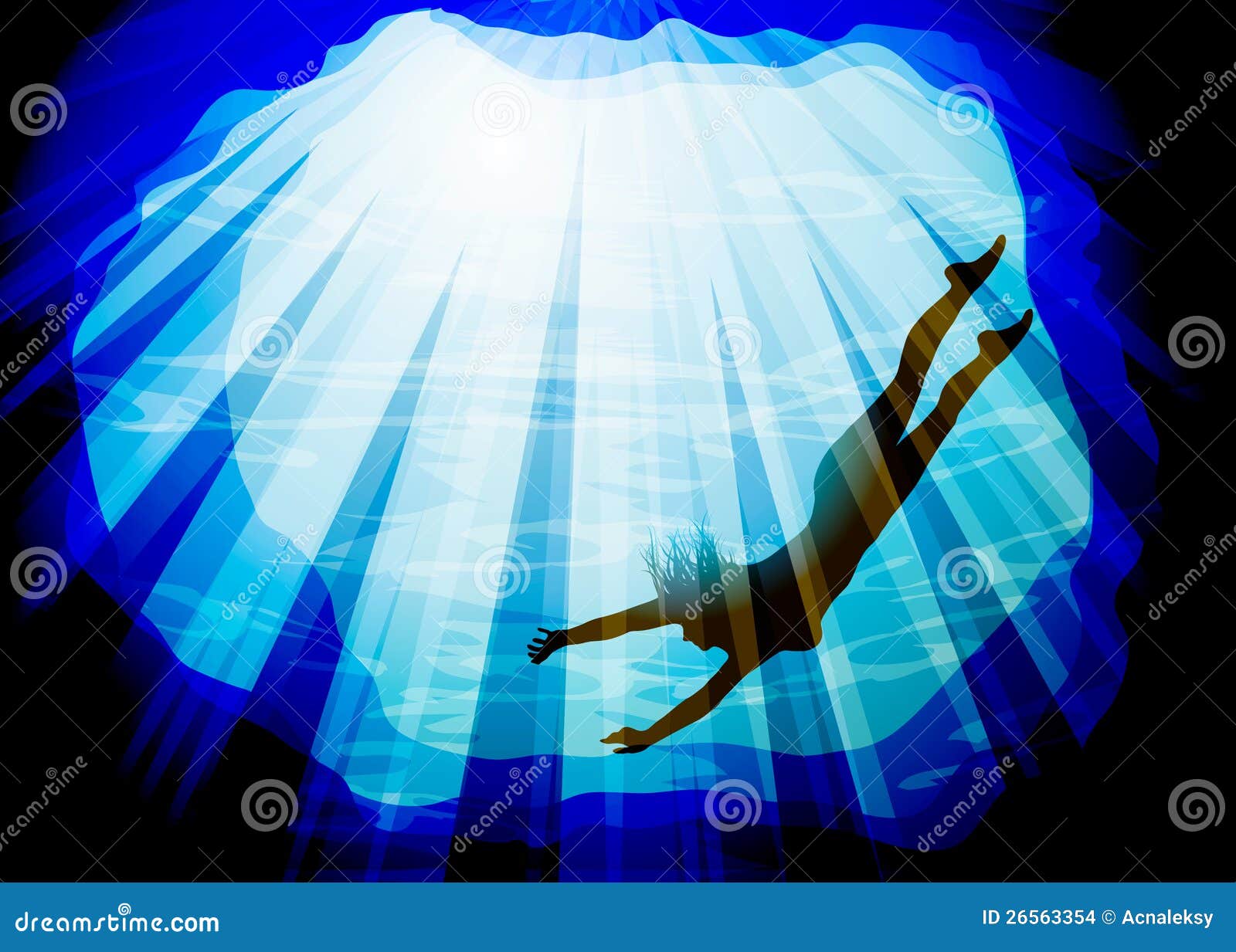 Silhouette Underwater stock vector. Illustration of flowing - 26563354