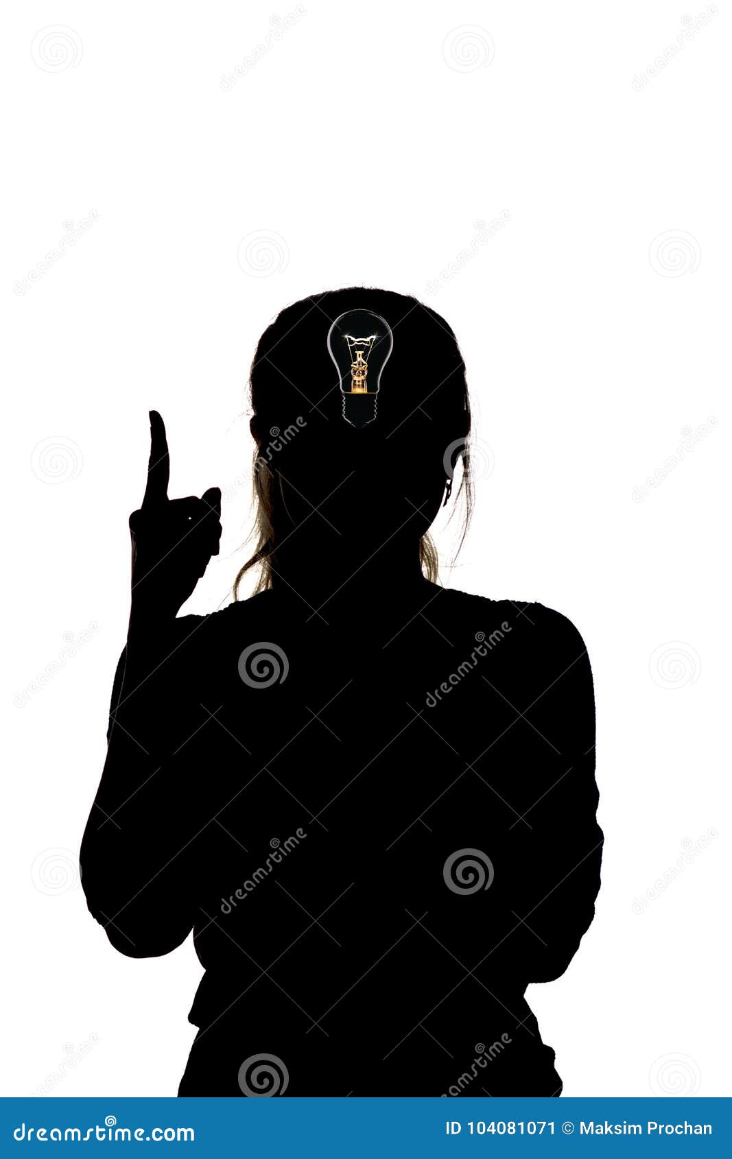 Silhouette Of An Unknown Woman Who Dawned On An Idea On A White ... Silhouette Of An Unknown Woman Who Dawned On An Idea On A White ...
