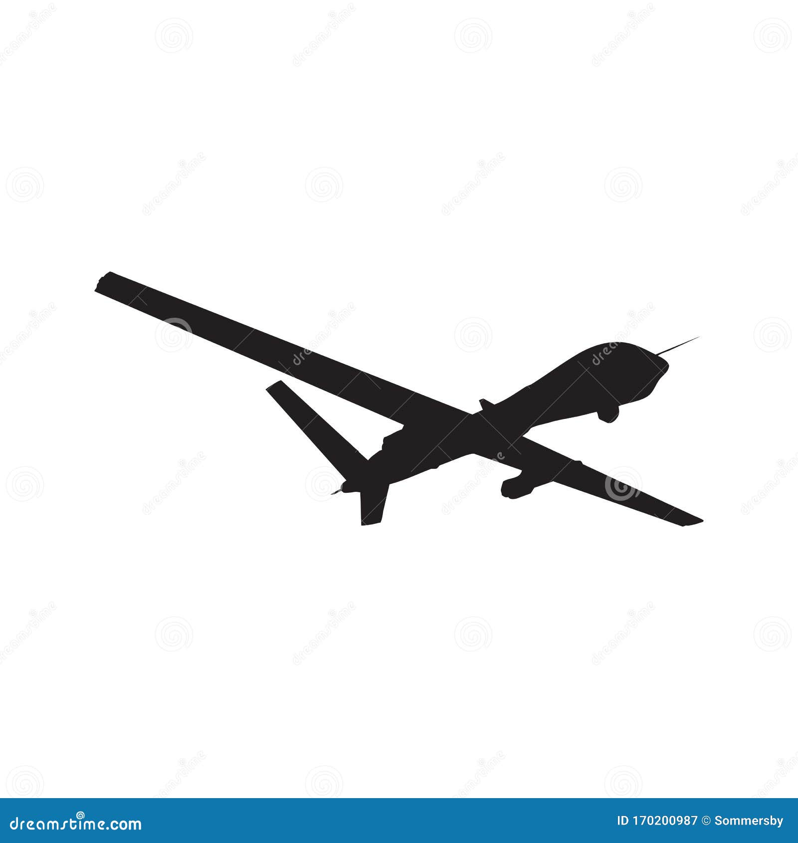 Silhouette Of Unmanned Military Drone With Missiles Cartoon Vector ...