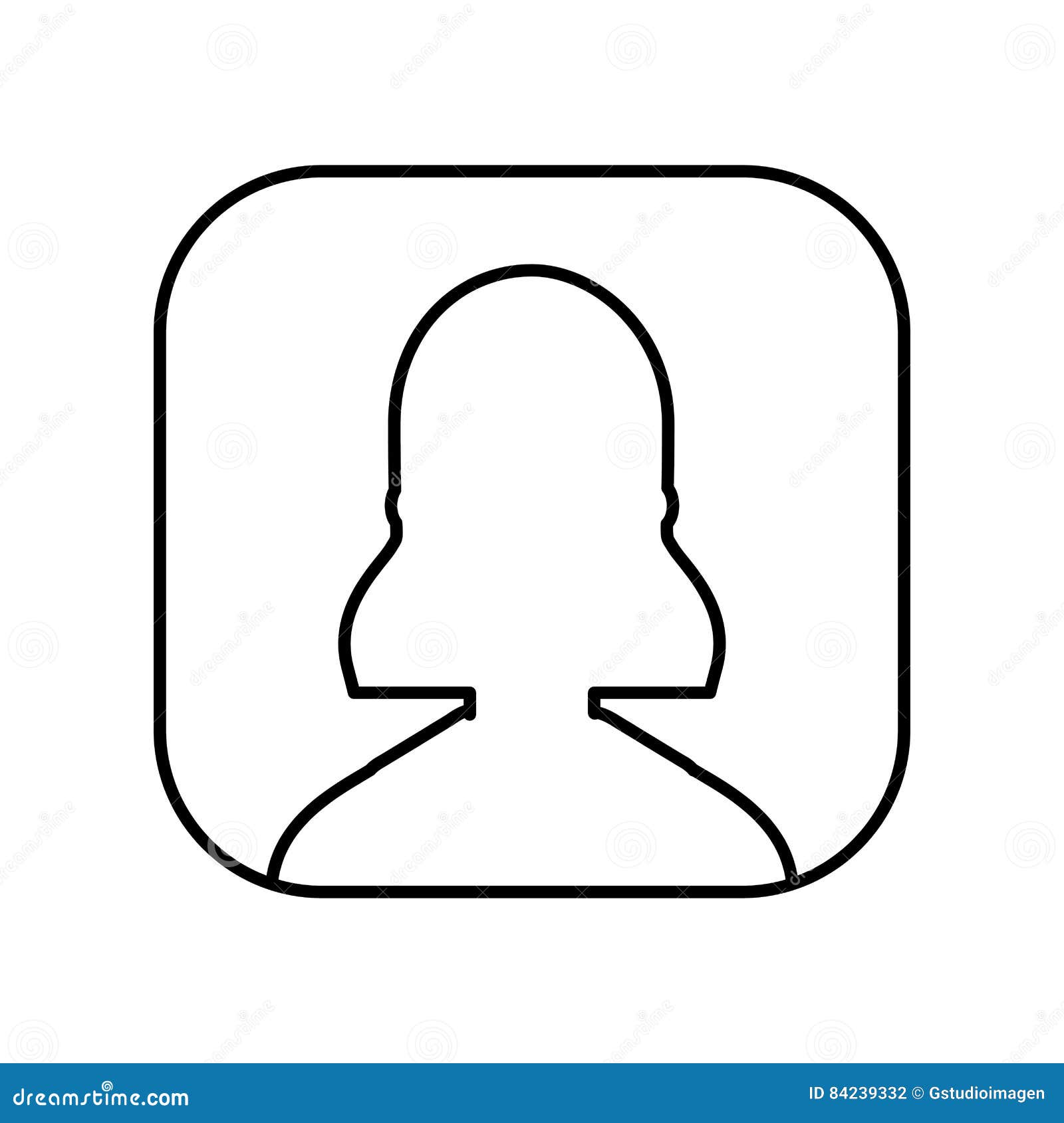 Silhouette User Avatar Square Button Stock Illustration - Illustration ...