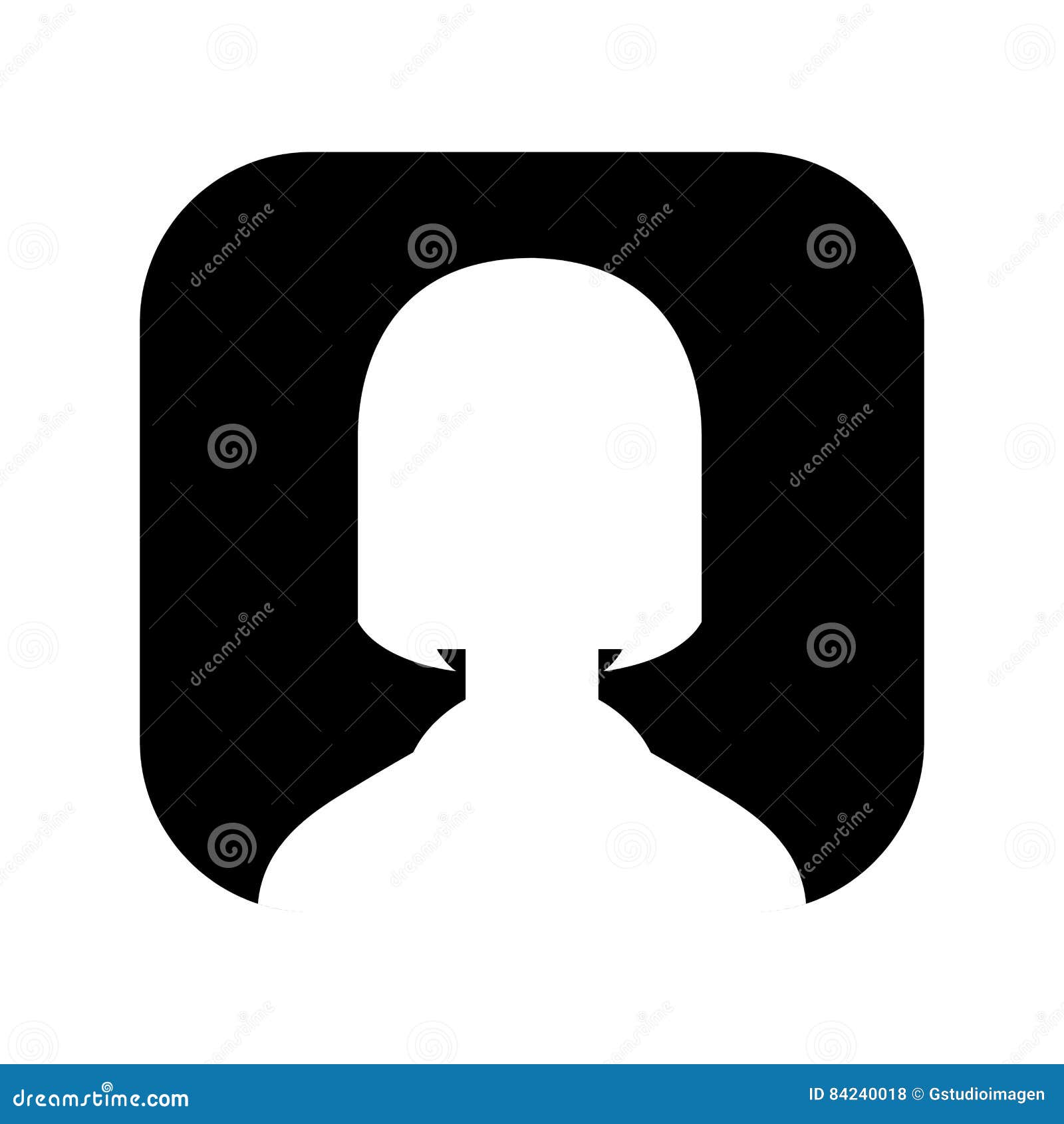 Silhouette User Avatar Square Button Stock Illustration - Illustration ...