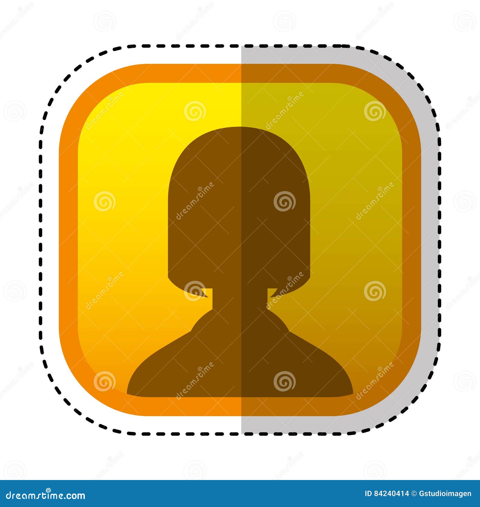 Silhouette User Avatar Square Button Stock Illustration - Illustration ...