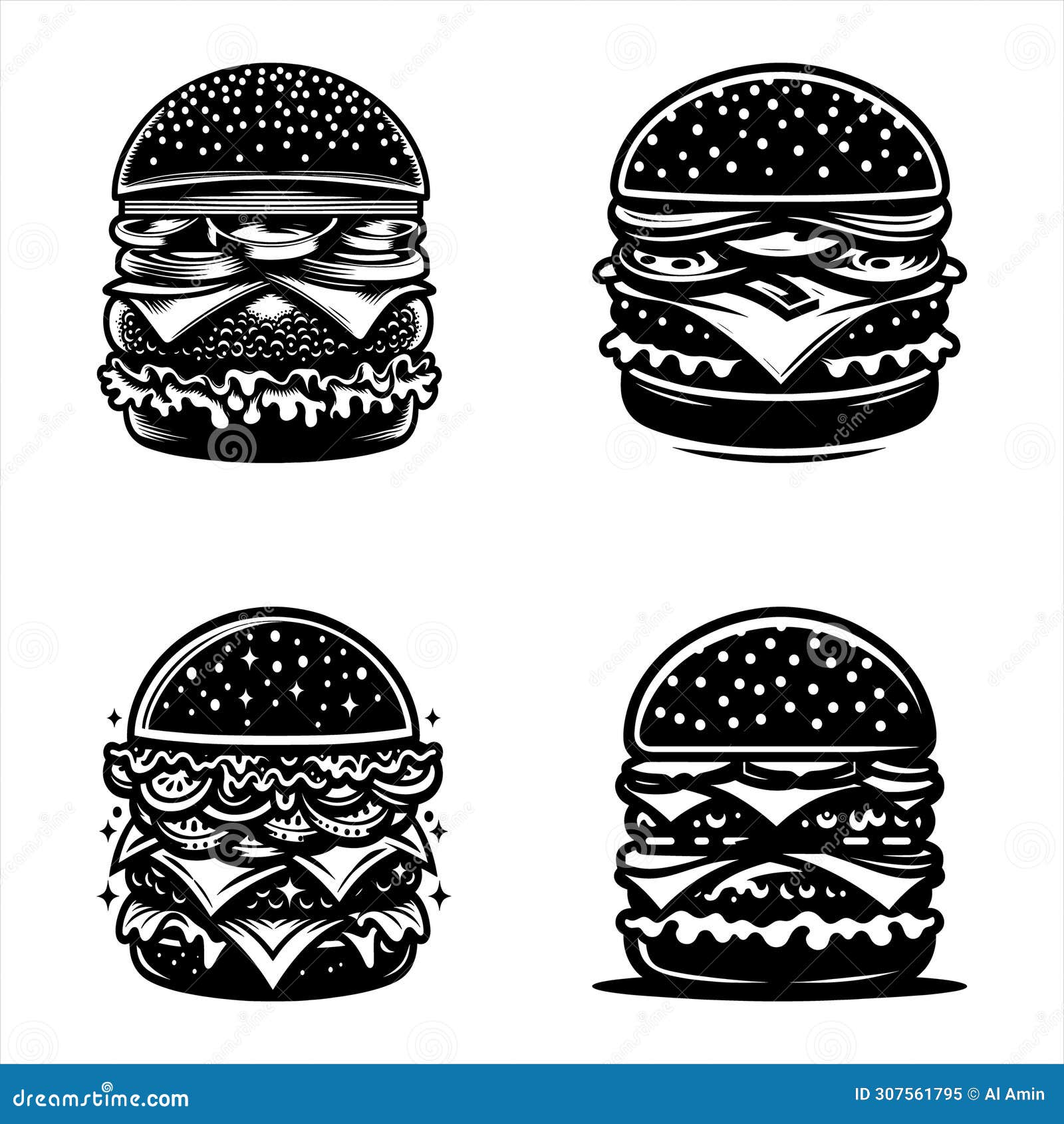 Silhouette Vector Design of a Burger Stock Vector - Illustration of ...