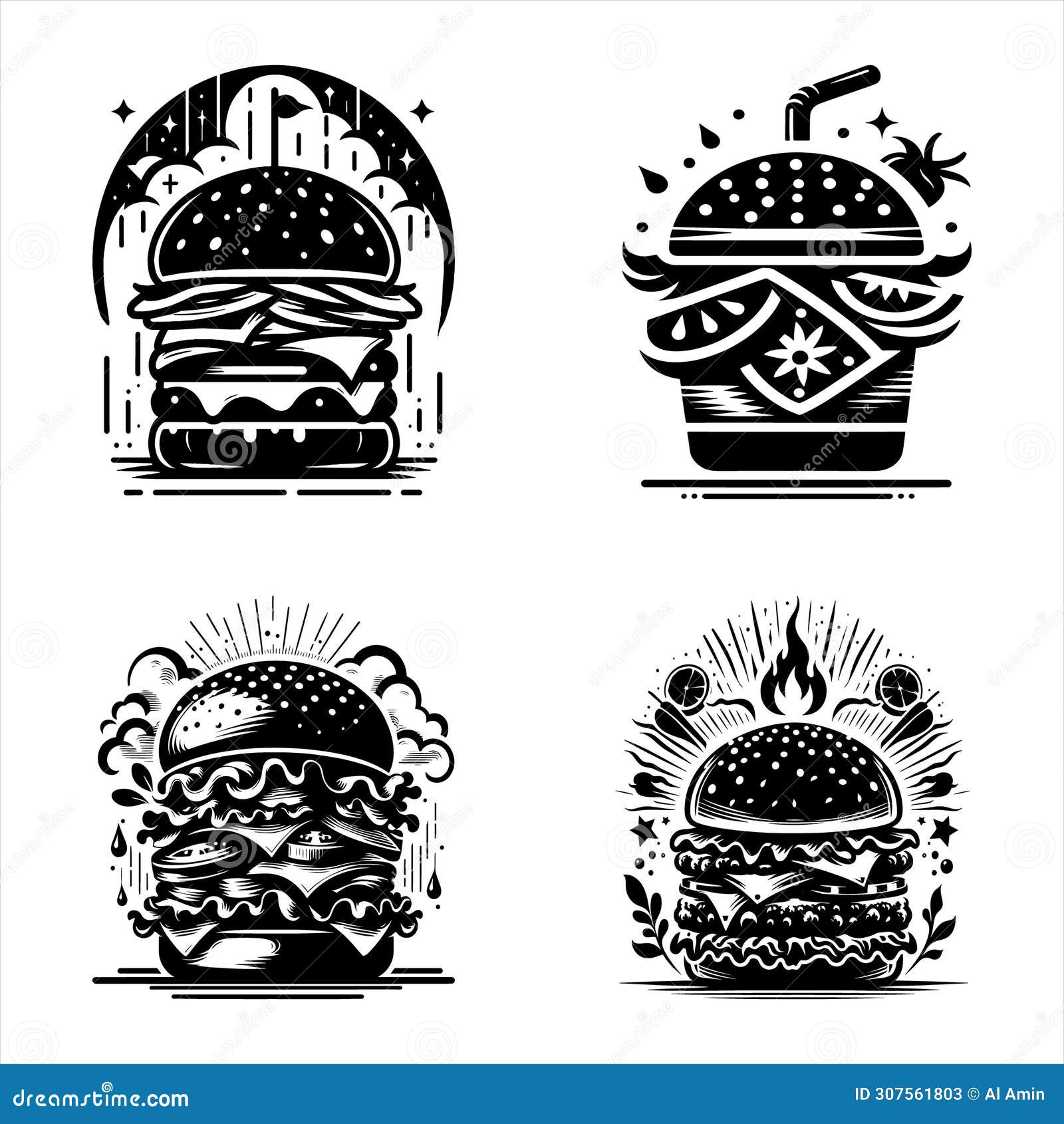 Silhouette Vector Design of a Burger Stock Vector - Illustration of ...