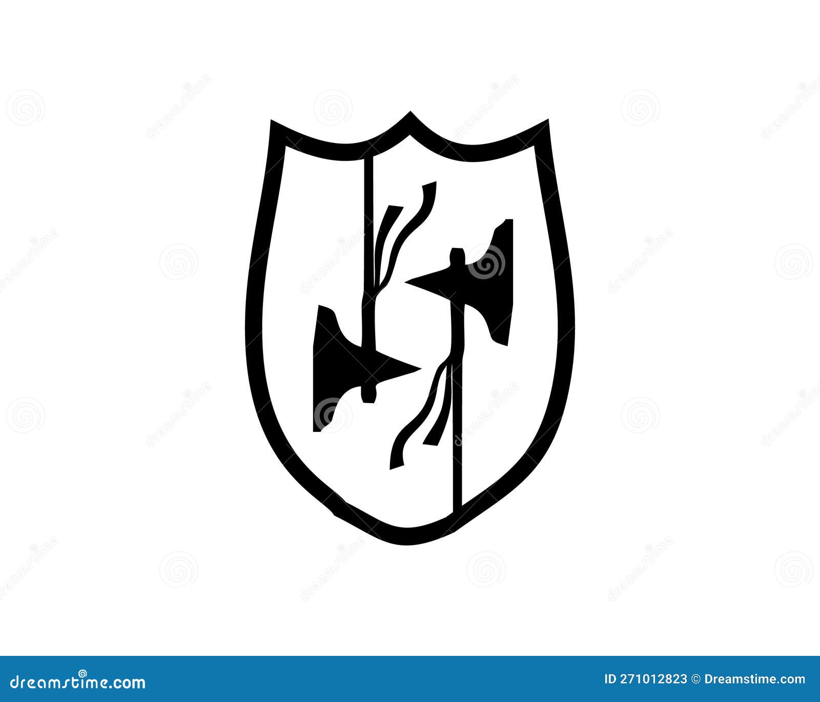 Silhouette Vector Design of Two Axes and Shield. Stock Vector ...