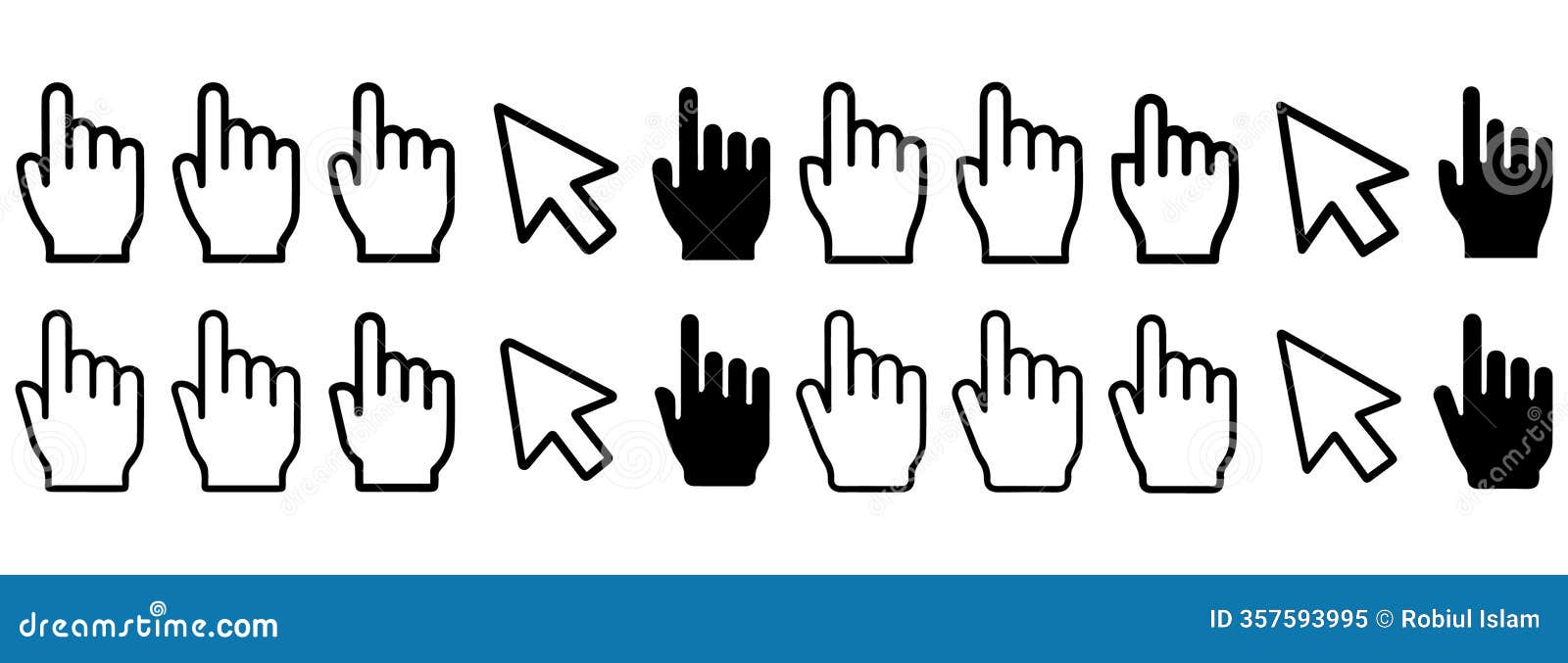 Silhouette Vector Illustration Set of Cursor Icons Stock Illustration ...