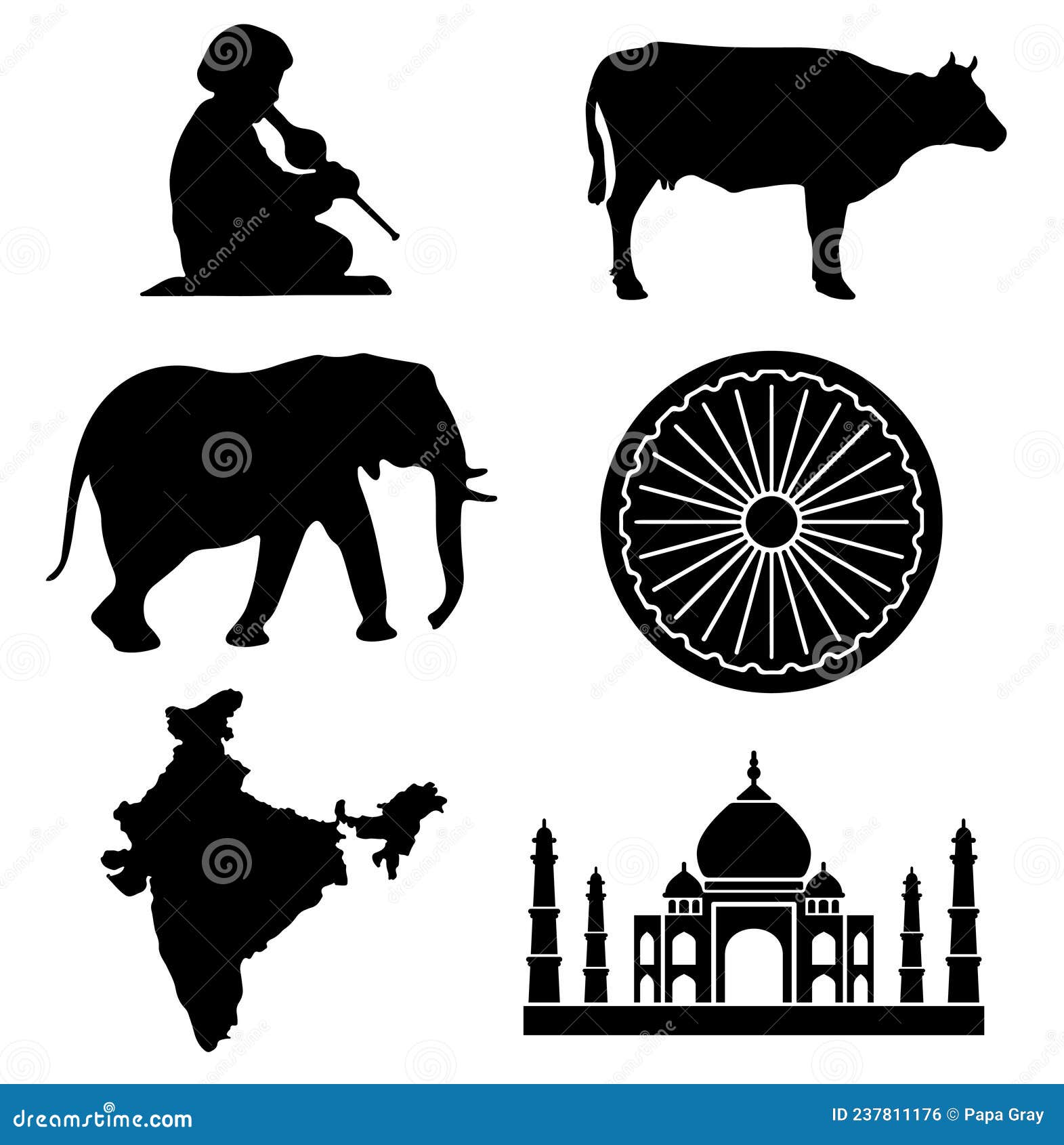 India Silhouette Pack stock vector. Illustration of vector - 237811176