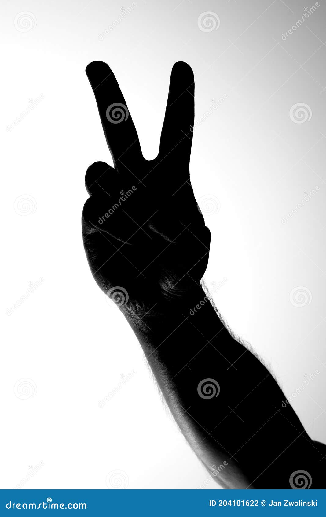 Silhouette of Victory Gesture Stock Photo - Image of palm, gesture ...