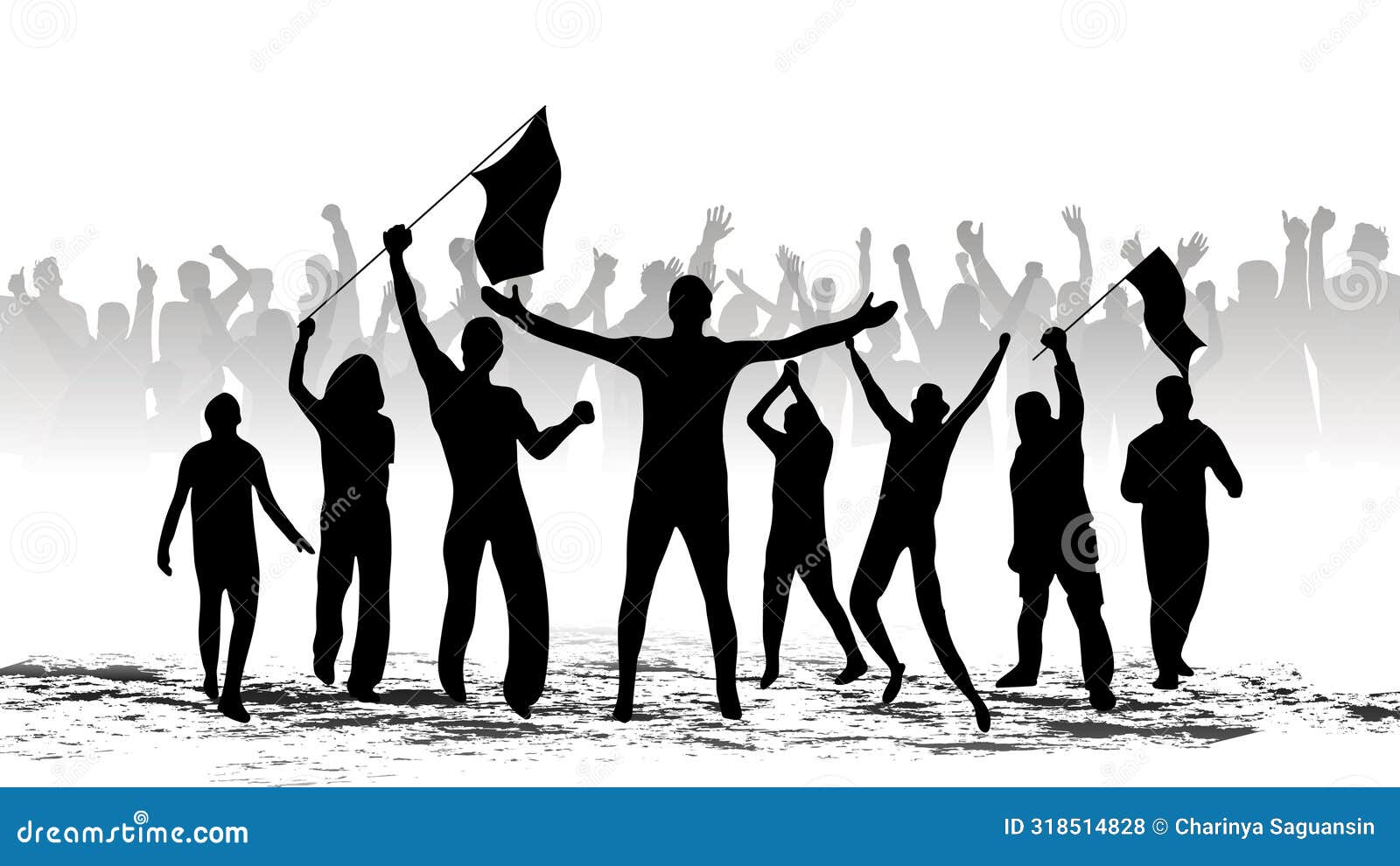 Silhouette victory protest stock vector. Illustration of crowd - 318514828