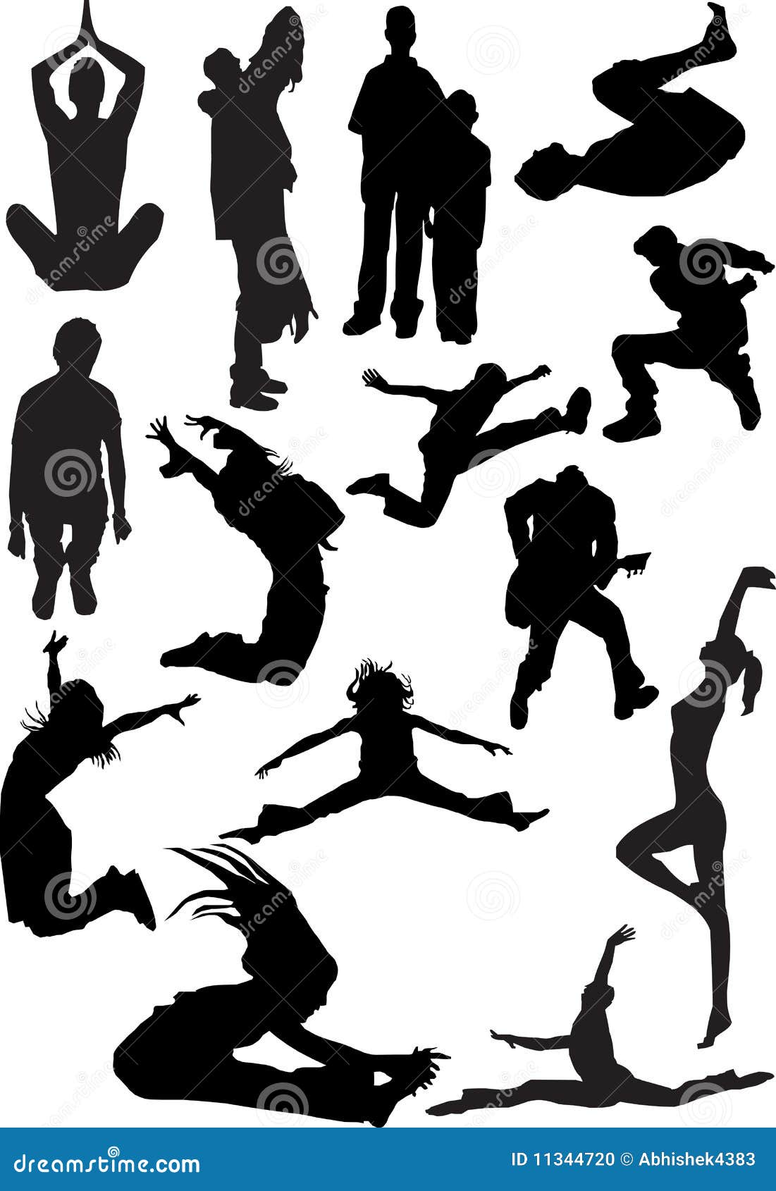 Silhouette View of Human Motifs, Expressions, Posi Stock Illustration ...