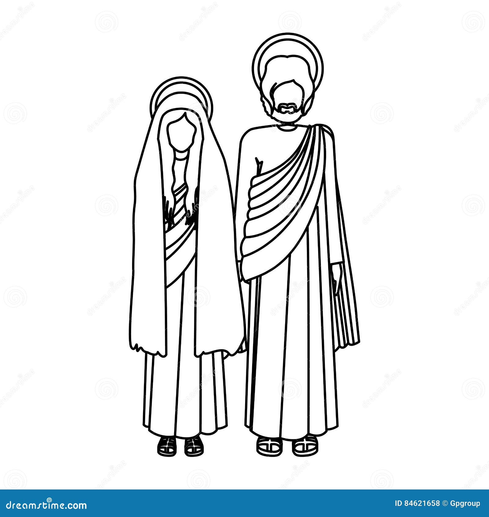 Silhouette Virgin Mary and Saint Joseph Standing Stock Vector ...