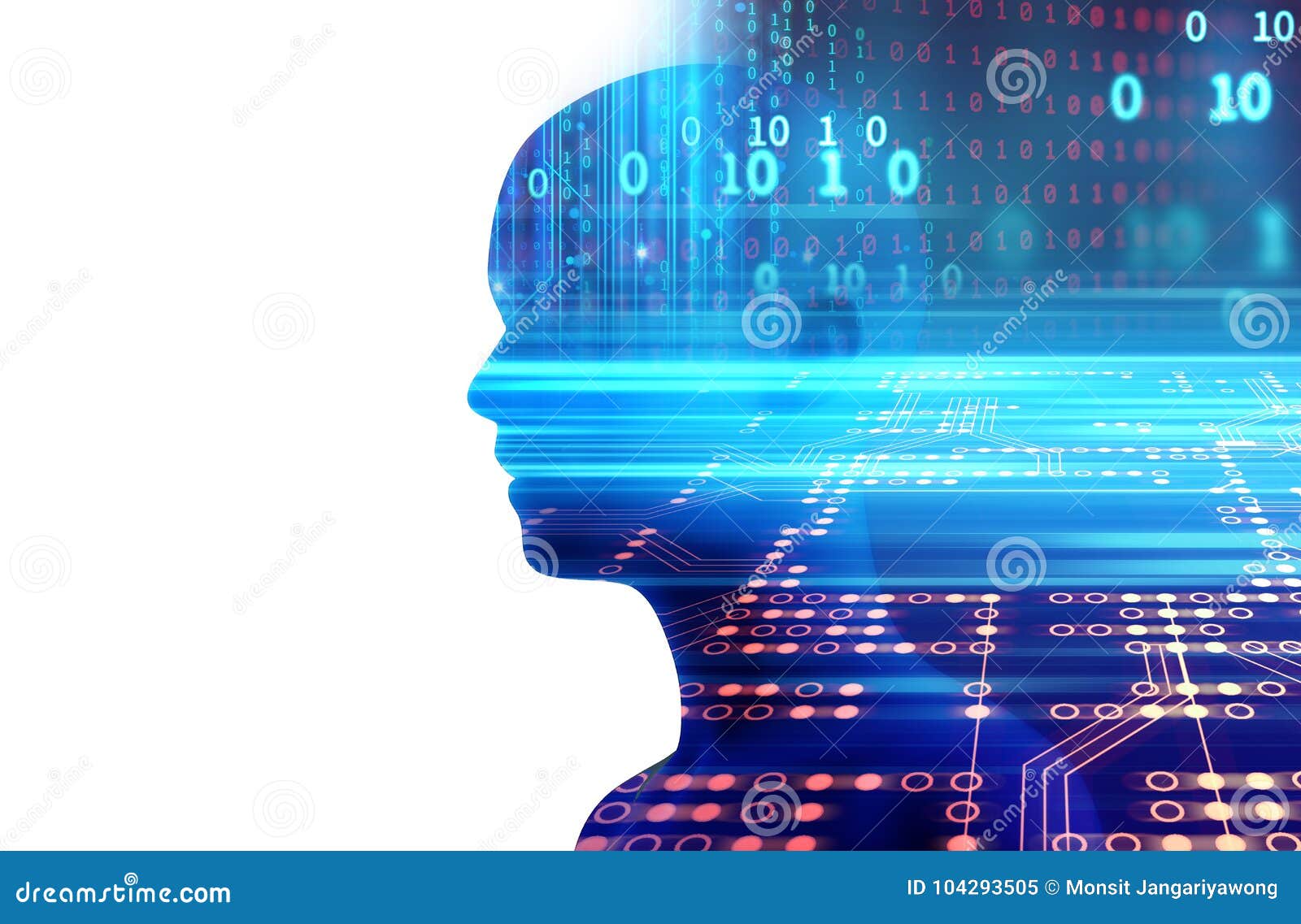 Silhouette of Virtual Human on Abstract Technology 3d Stock ...