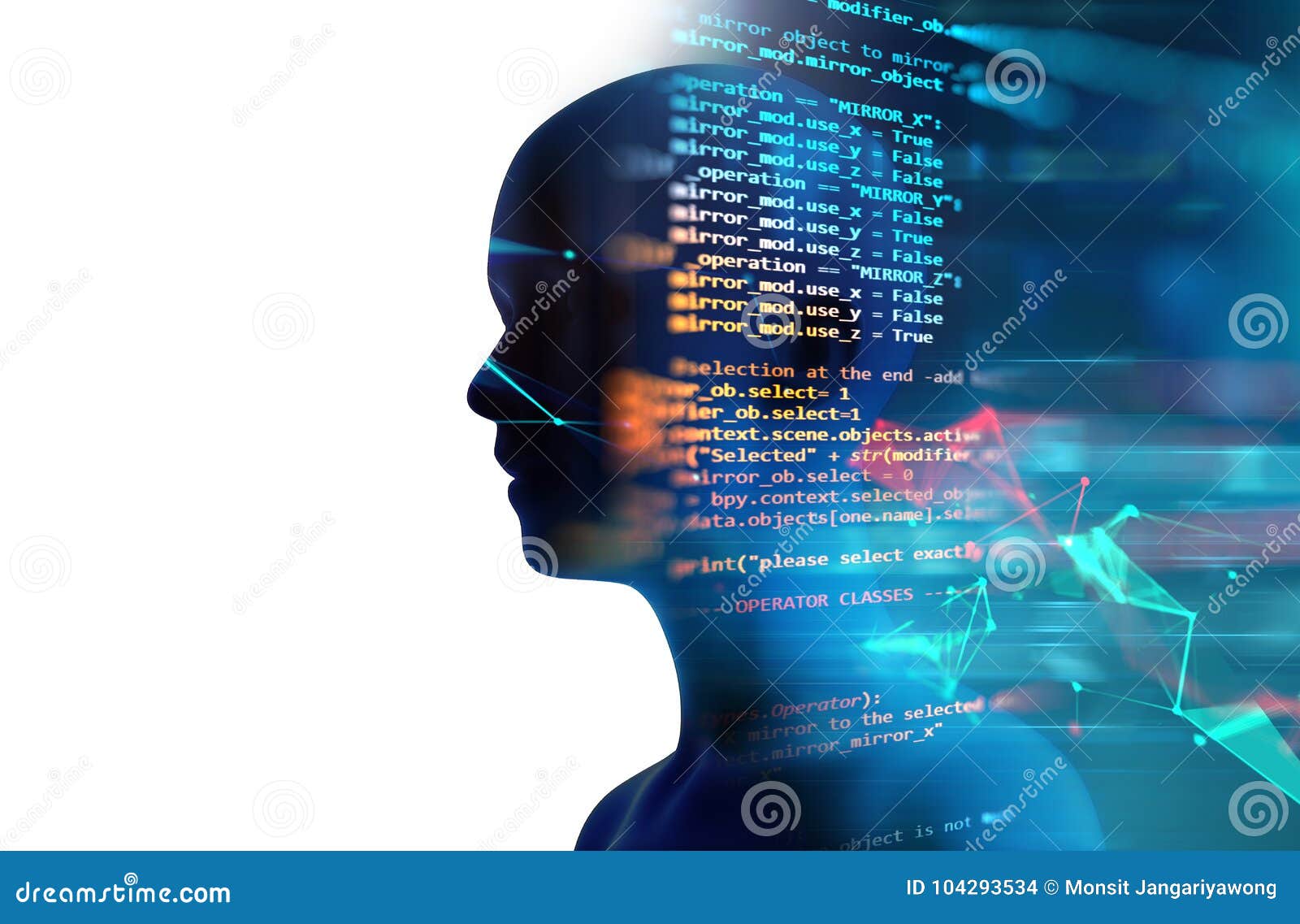 Silhouette of Virtual Human on Abstract Technology 3d Stock ...