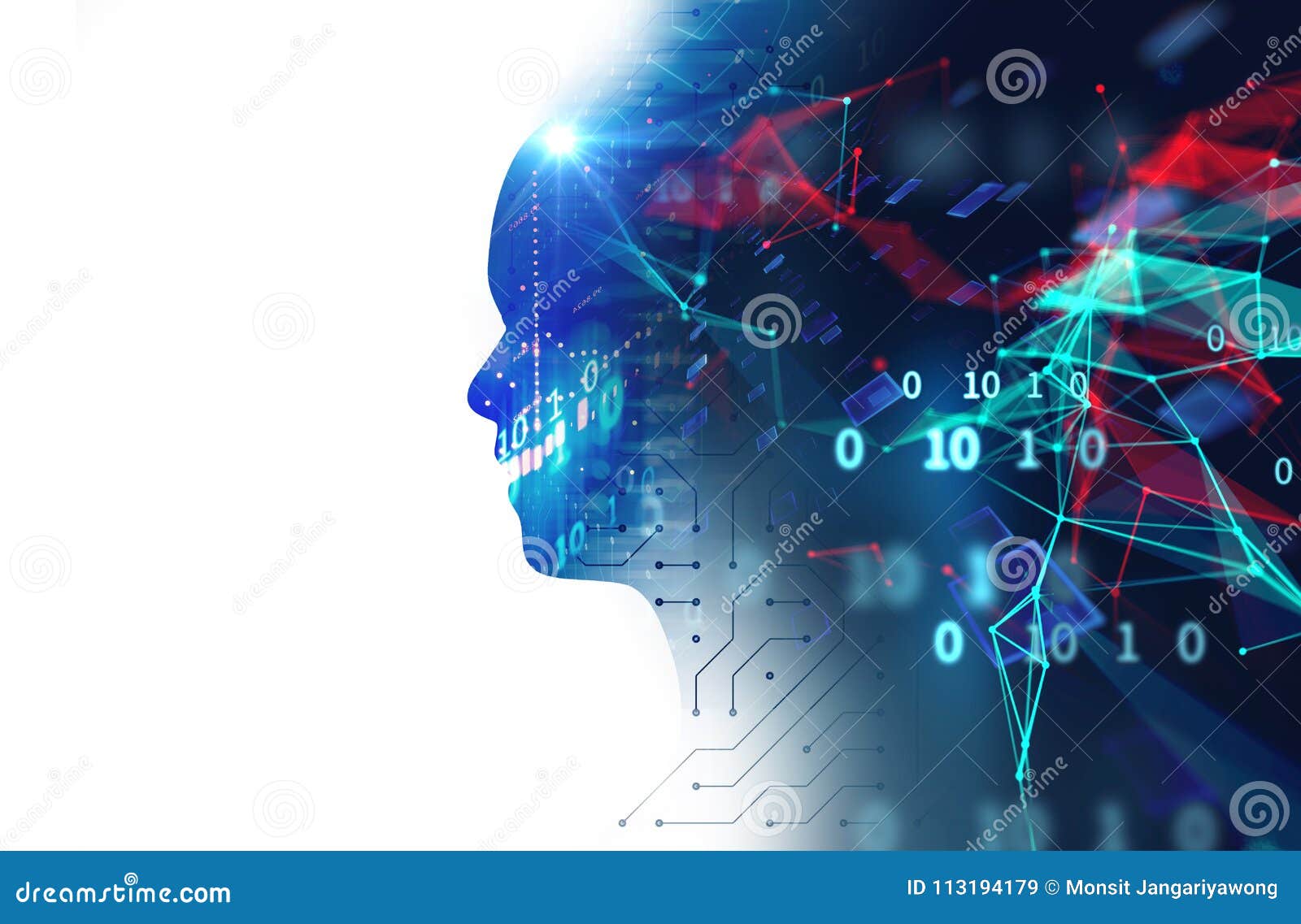 Silhouette of Virtual Human on Circuit Pattern Technology 3d Ill Stock ...