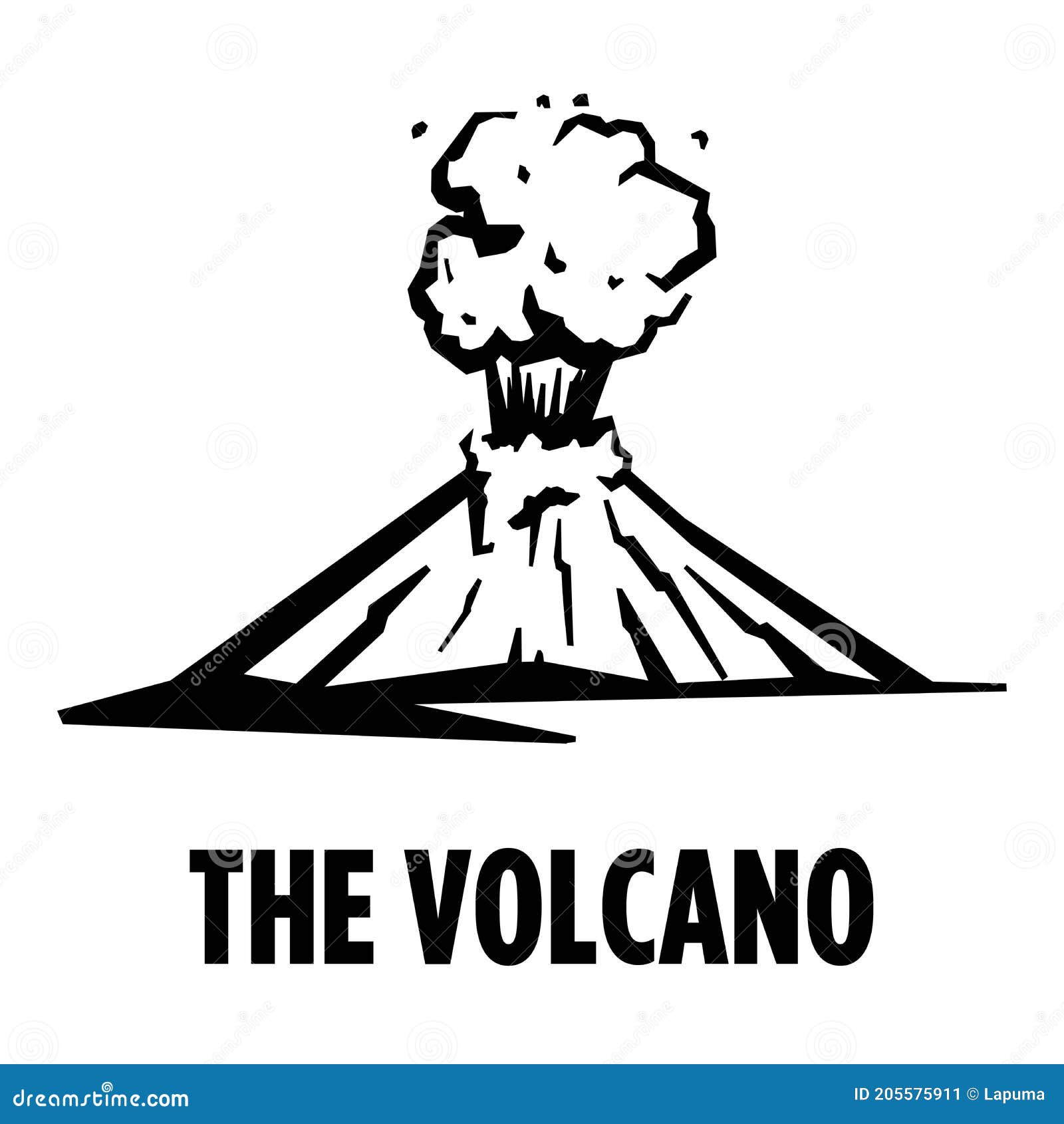 Silhouette of the Volcano at the Time of the Eruption. Simple Vector ...