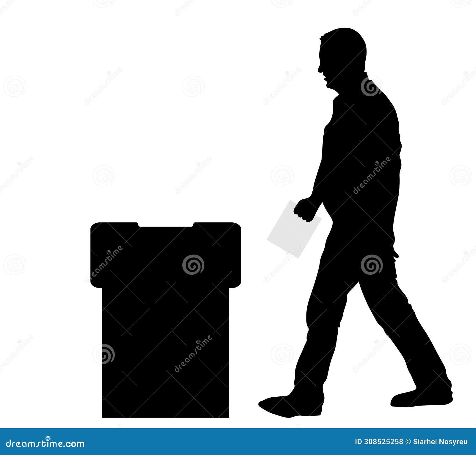 Silhouette of Voting Man, Election. Vector Illustration Stock ...