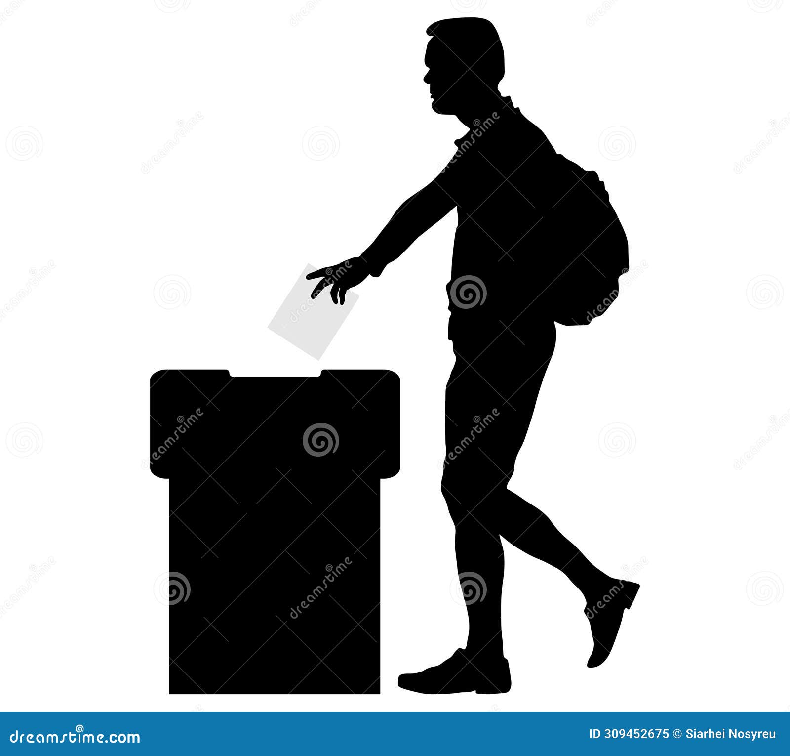 Silhouette of Voting Man, Election. Vector Illustration Stock Vector ...