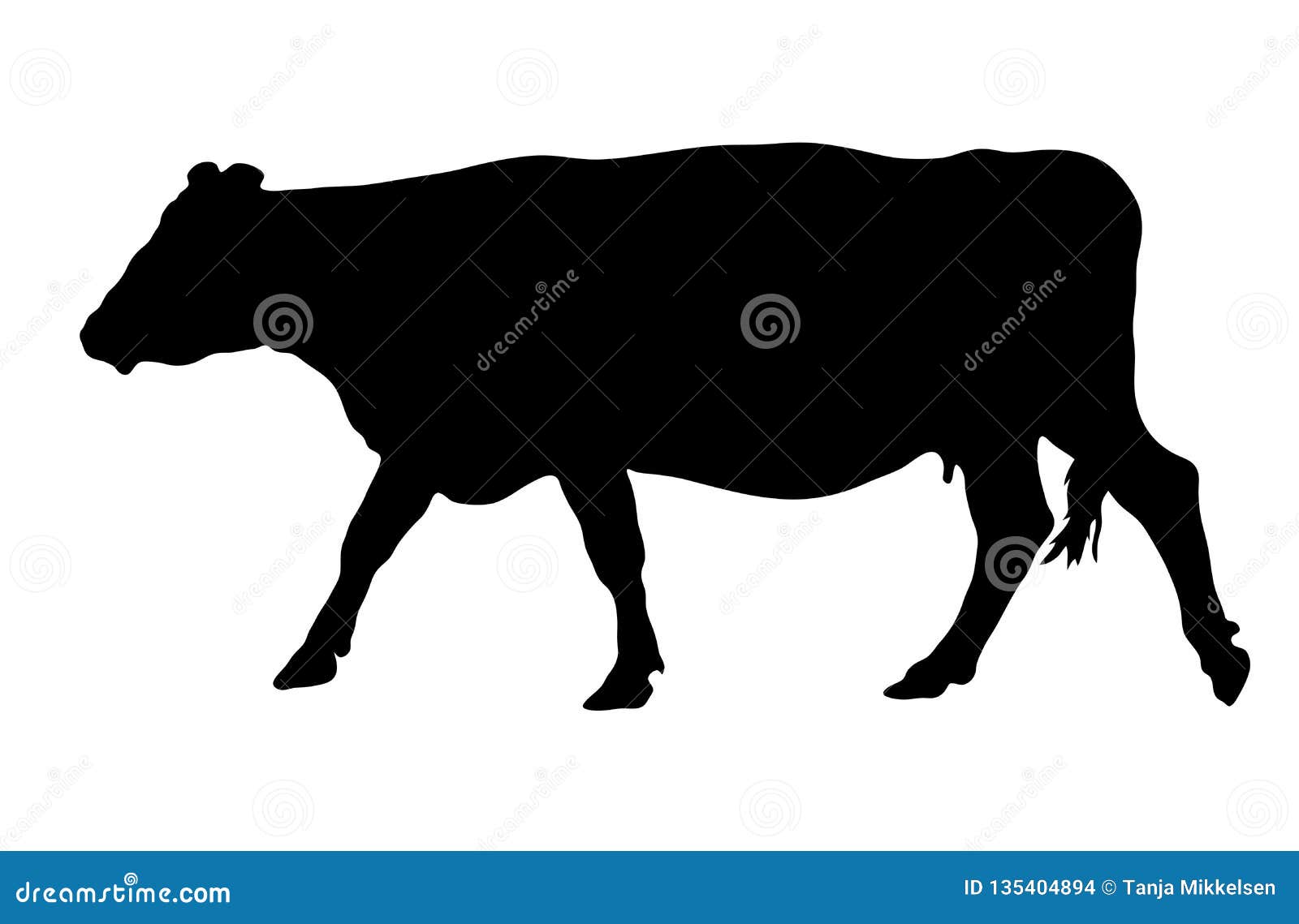 Cow walking silhouette stock vector. Illustration of walk - 135404894
