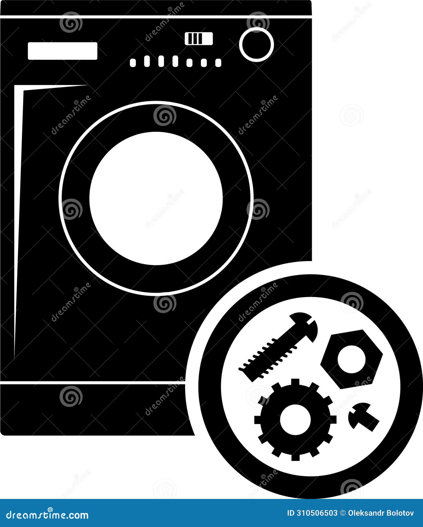 Silhouette of Washing Machine Repair Service. Vector Illustration ...