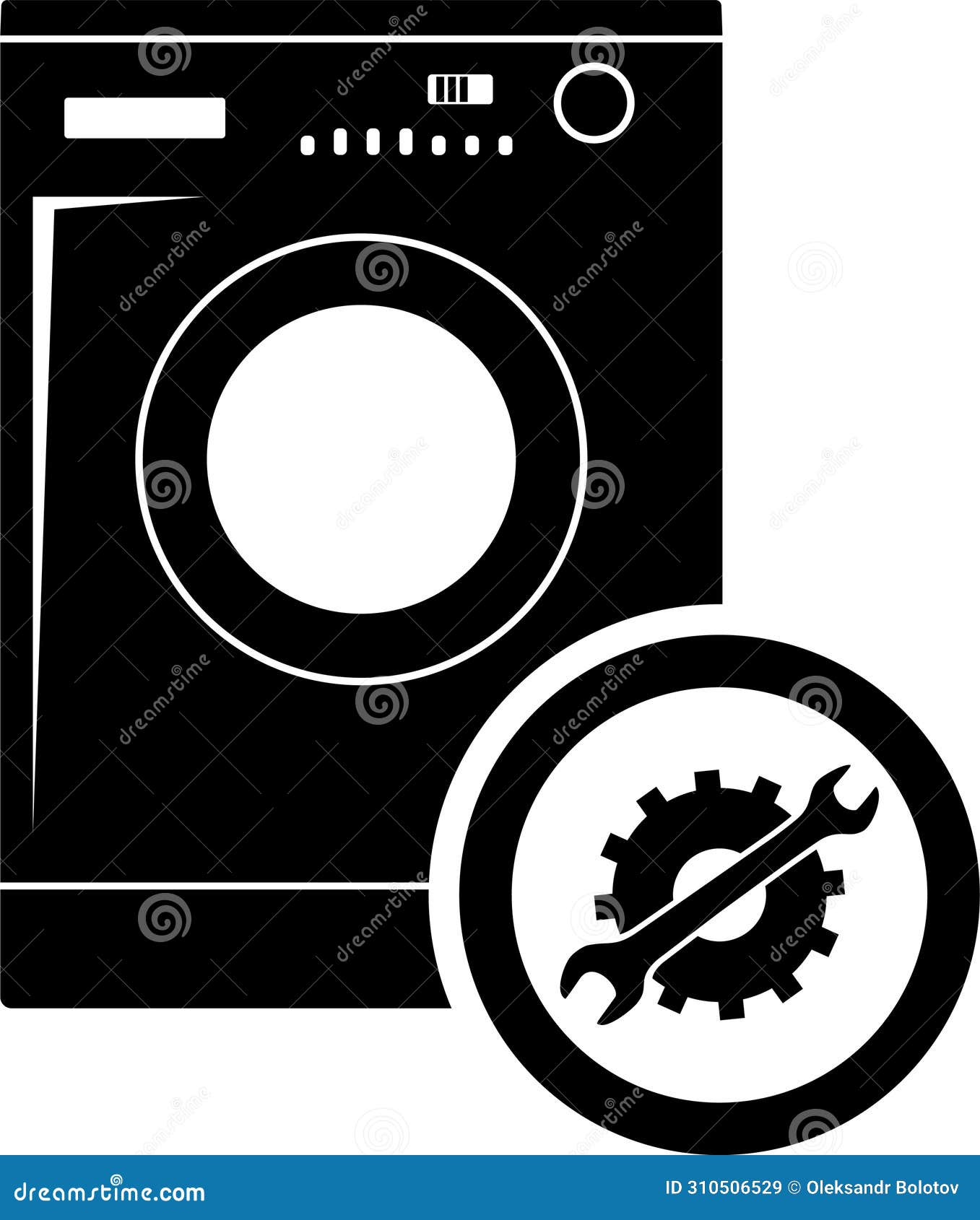 Silhouette of Washing Machine Repair Service. Vector Illustration ...