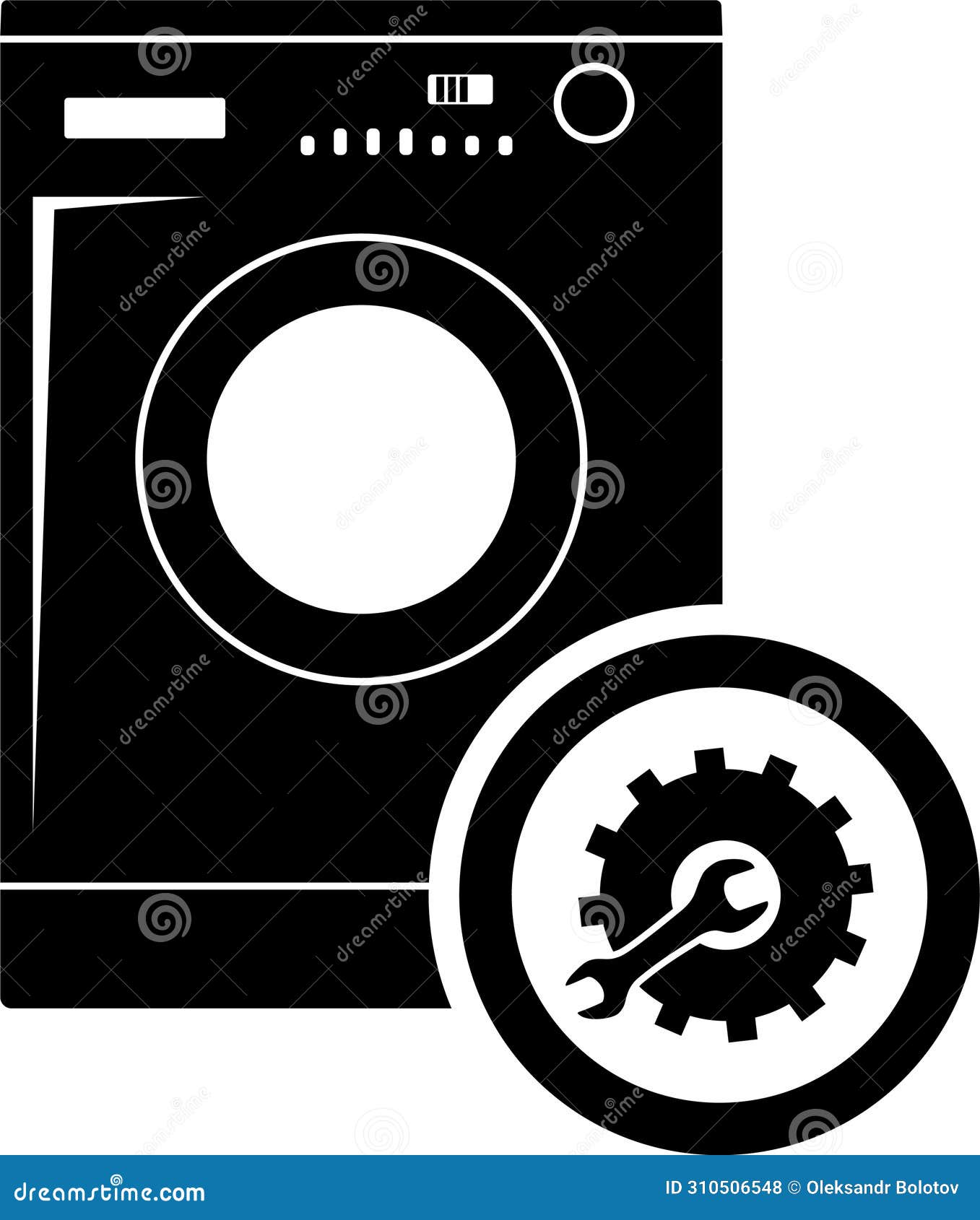 Silhouette of Washing Machine Repair Service. Vector Illustration ...