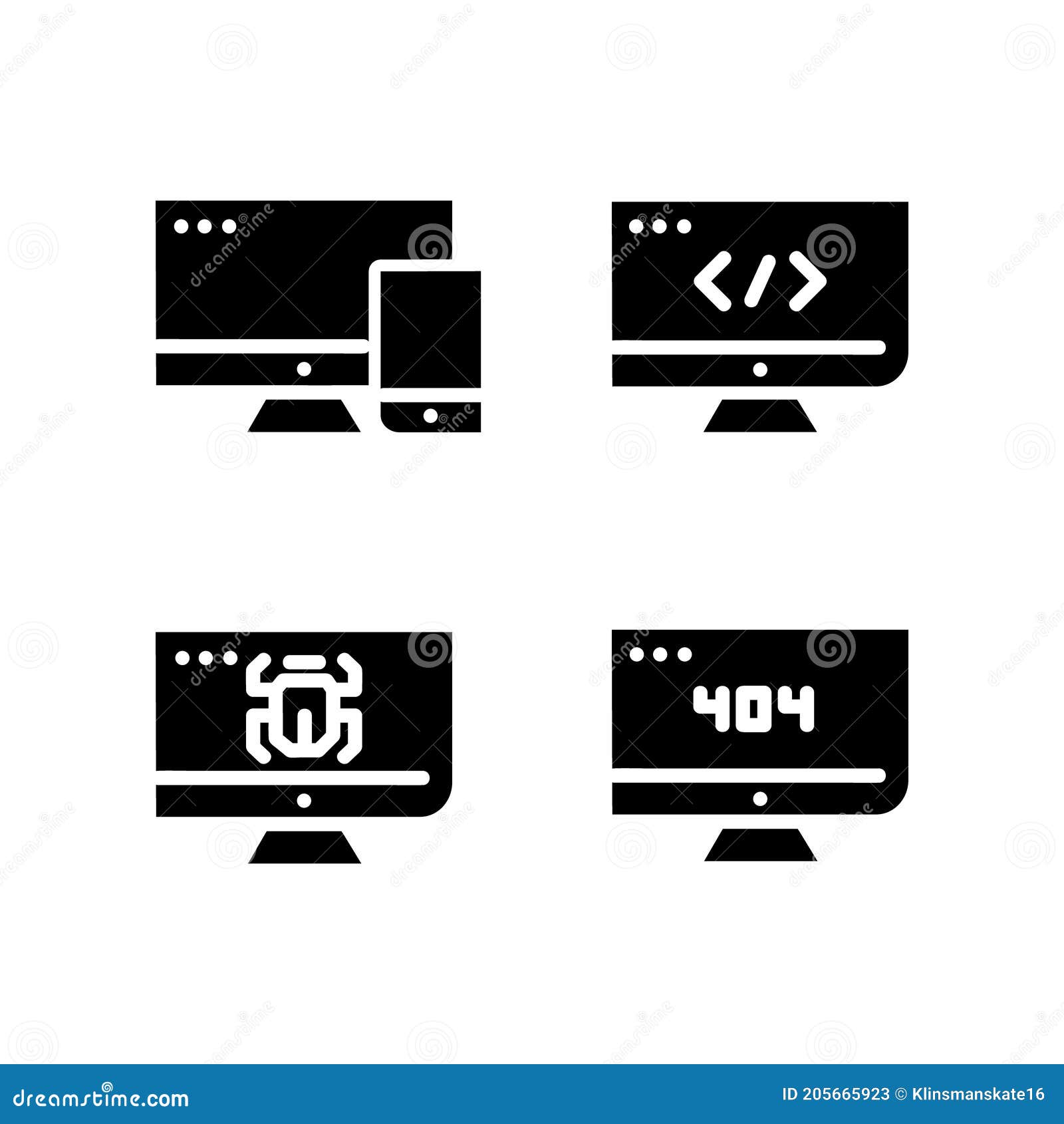 Silhouette Web and Development Icons Design Isolated on White ...