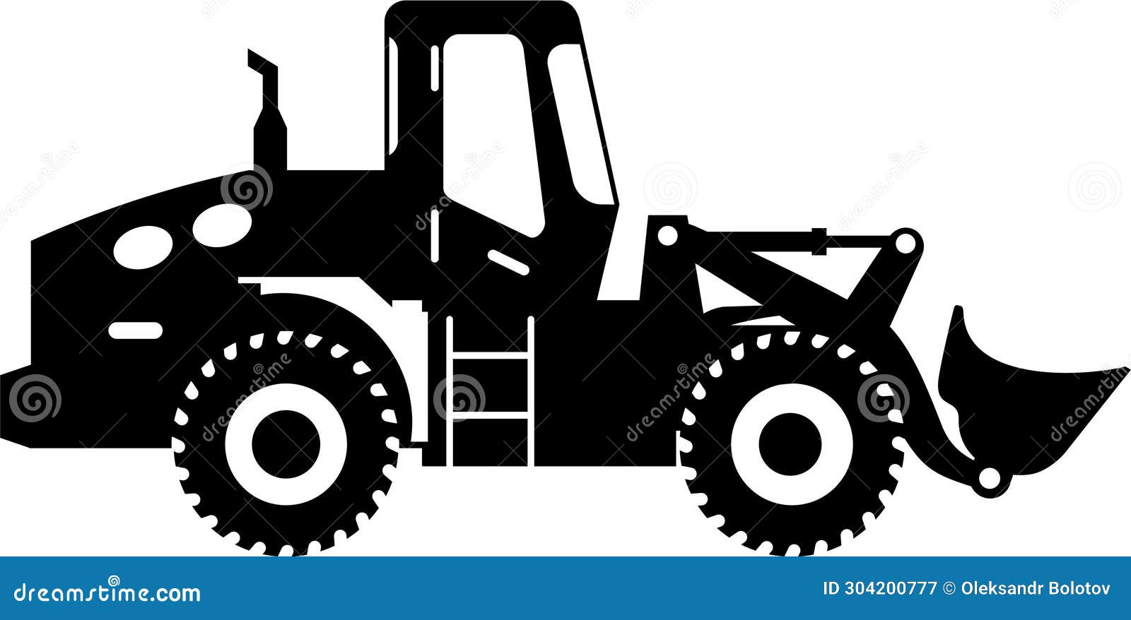 Silhouette of Wheel Loader Icon in Flat Style. Vector Illustration ...