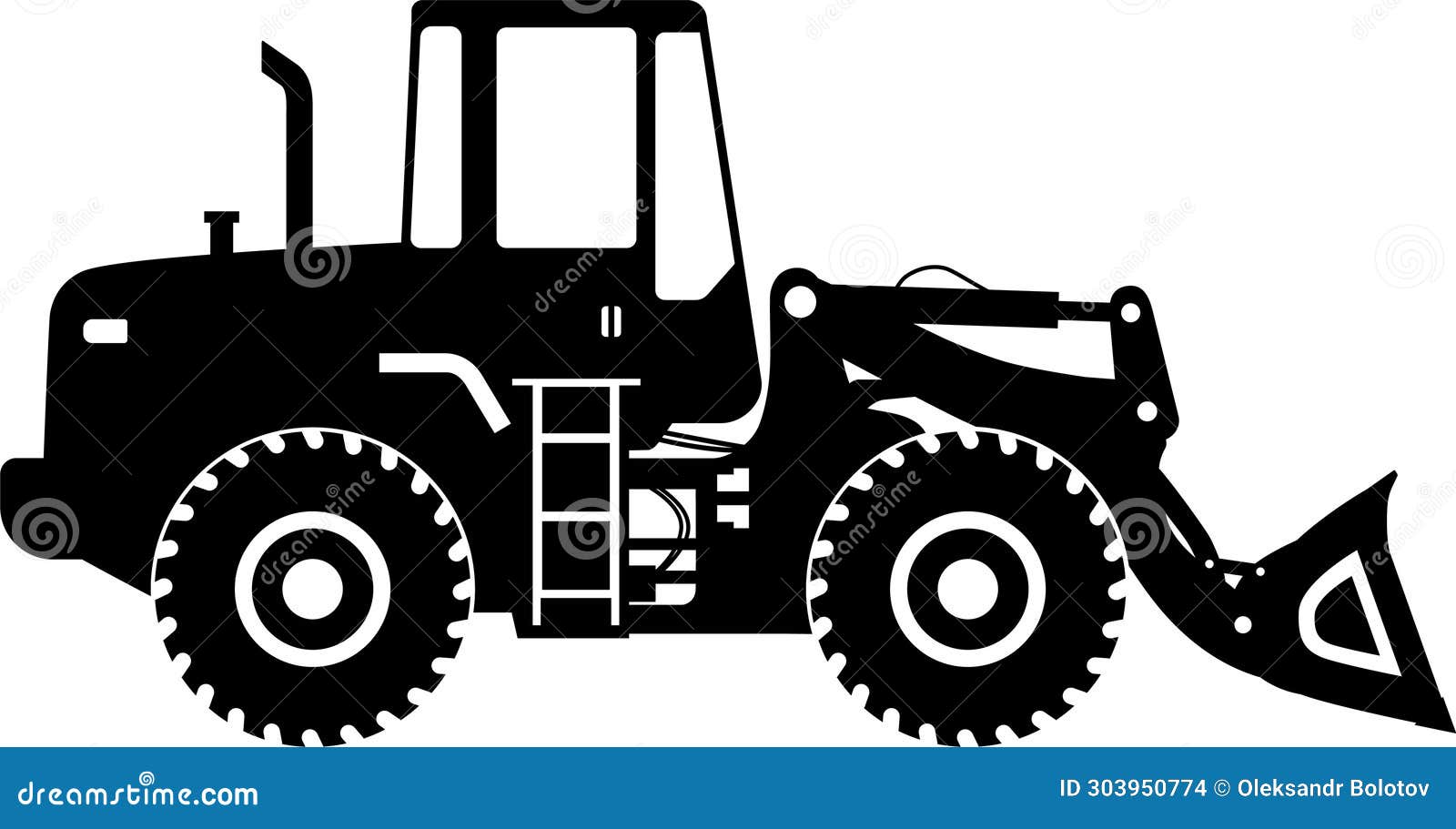 Silhouette of Wheel Loader Icon in Flat Style. Vector Illustration ...