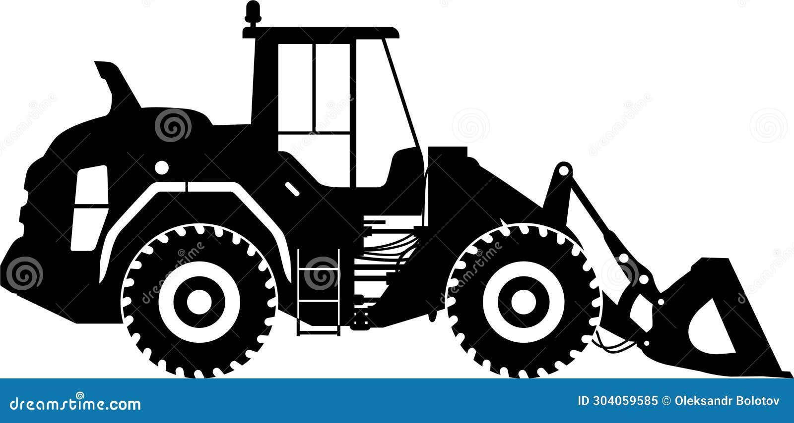 Silhouette of Wheel Loader Icon in Flat Style. Vector Illustration ...