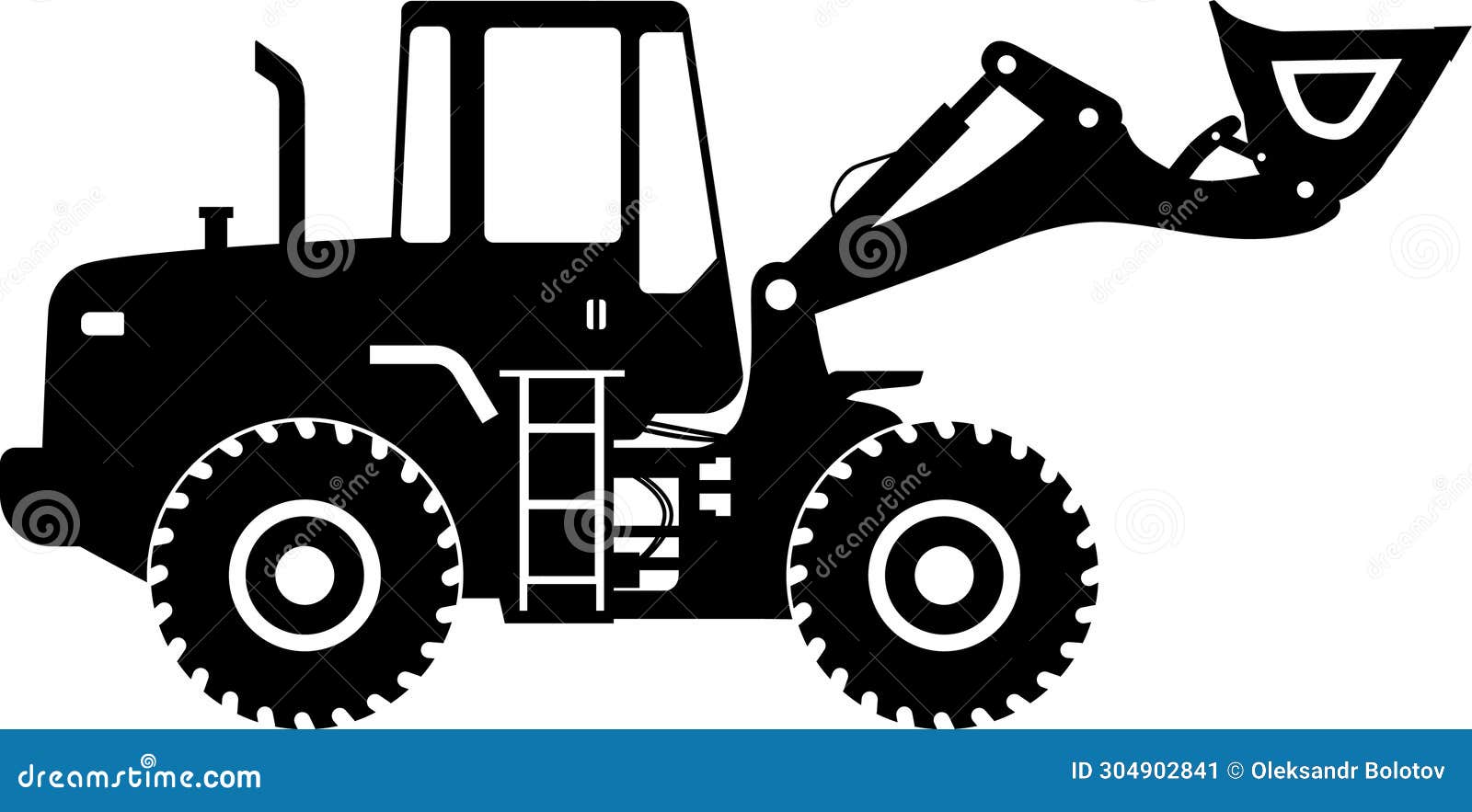 Silhouette of Wheel Loader Icon in Flat Style. Vector Illustration ...