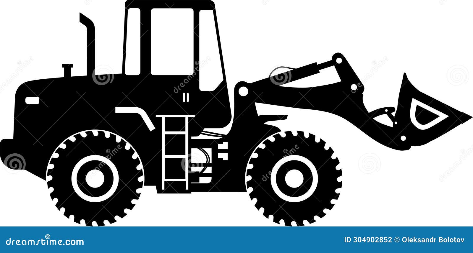 Silhouette of Wheel Loader Icon in Flat Style. Vector Illustration ...