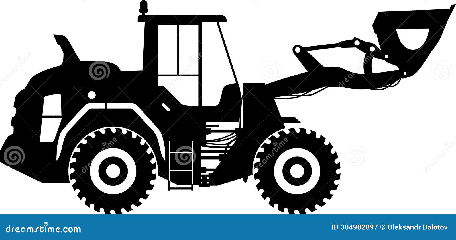 Silhouette of Wheel Loader Icon in Flat Style. Vector Illustration ...