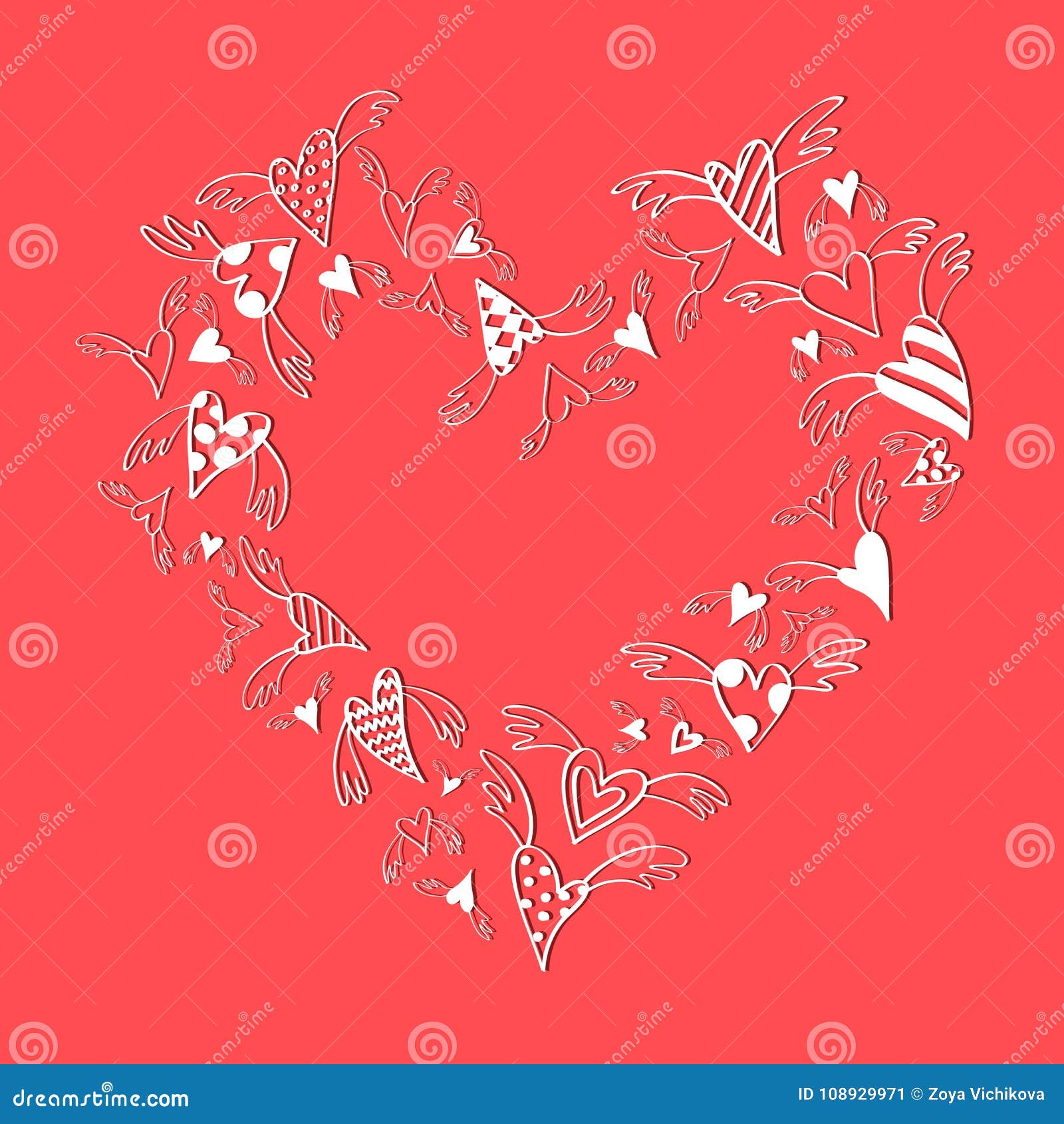 Silhouette of White Flying Hearts Stock Vector - Illustration of heart ...