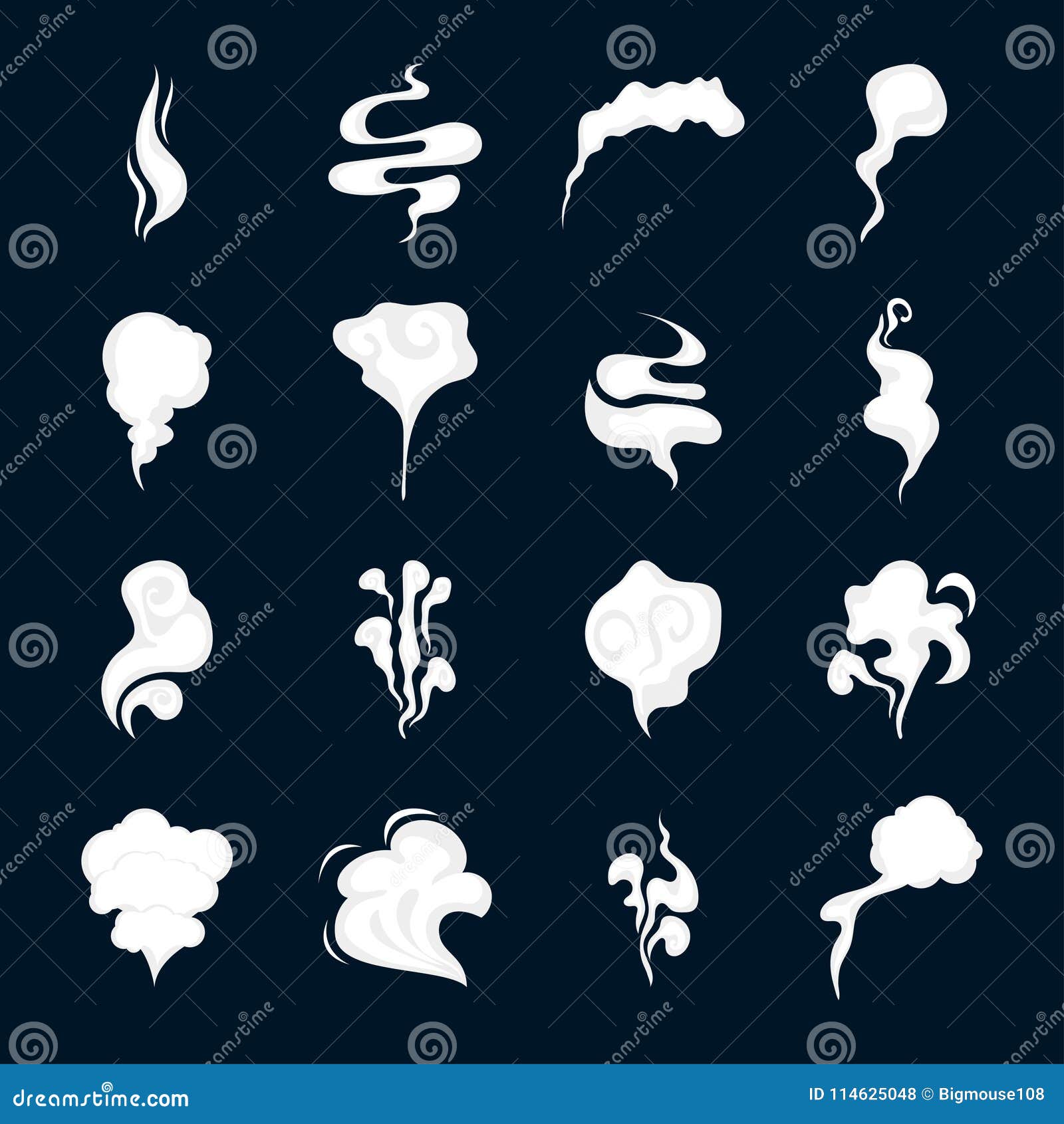 Silhouette White Smoke Set. Vector Stock Vector - Illustration of ...