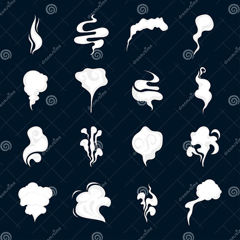 Silhouette White Smoke Set. Vector Stock Vector - Illustration of ...