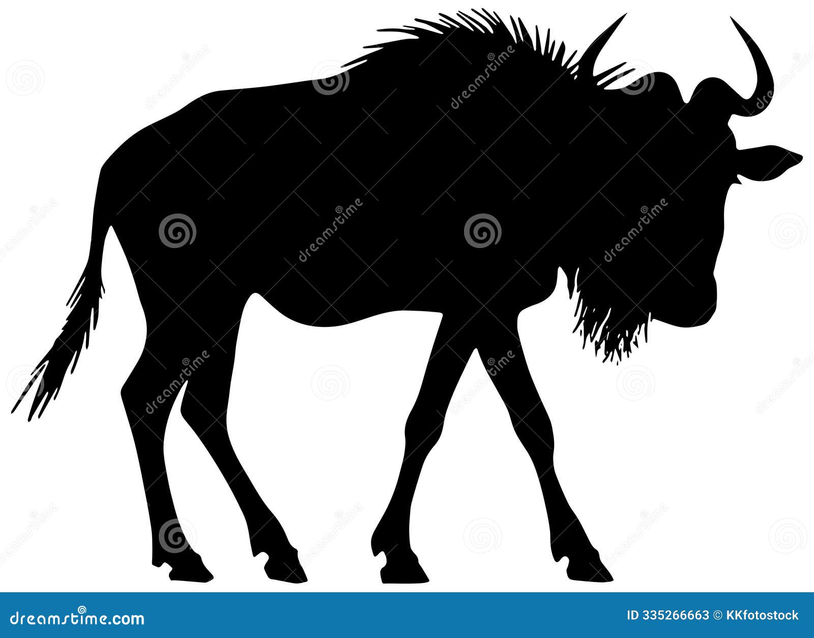 Silhouette Of A Wildebeest Or Gnu In Black Cartoon Vector | CartoonDealer.com #335266663