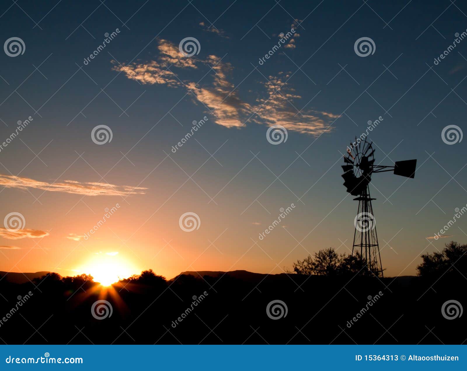 Silhouette of a Windmill at Sunset Stock Image - Image of orange ...