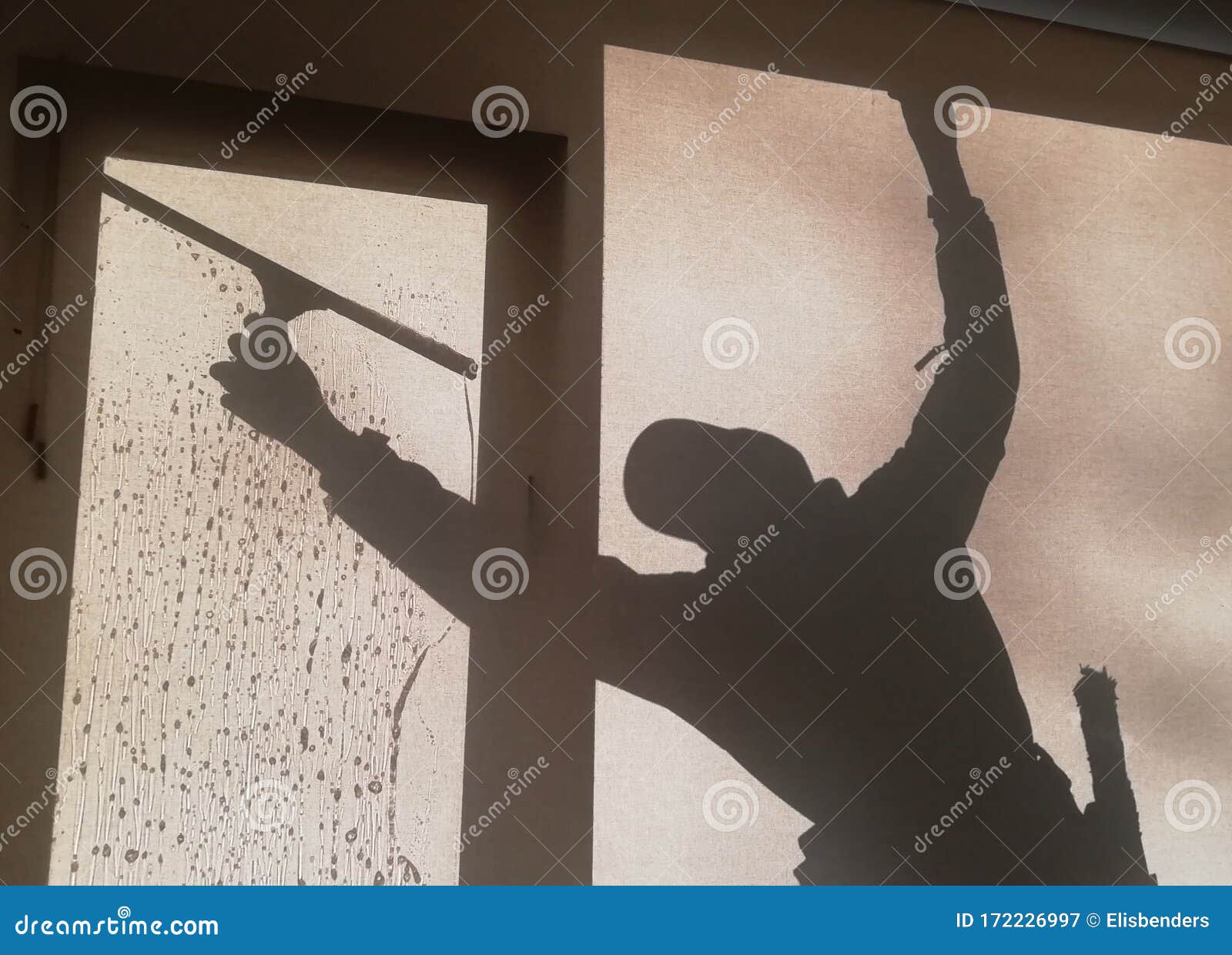 Silhouette of Window Cleaner Stock Image - Image of washing, floor ...