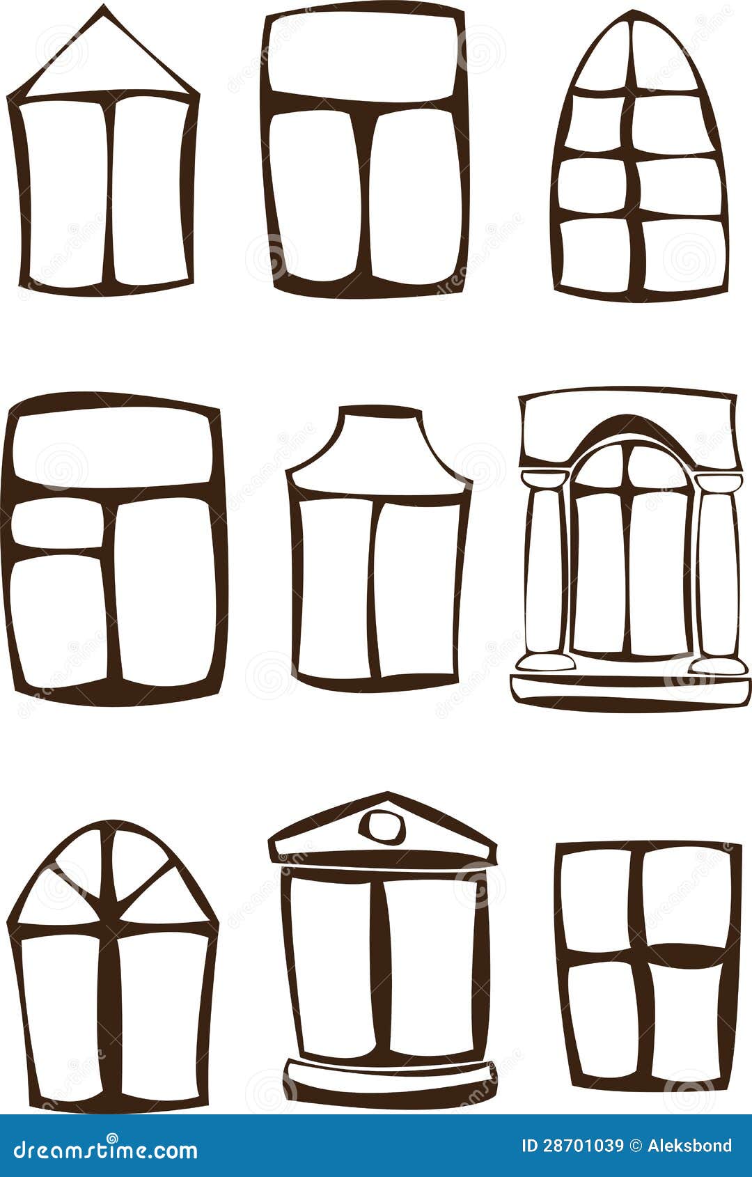 Silhouette Windows Set Isolated on White Stock Vector - Illustration of ...