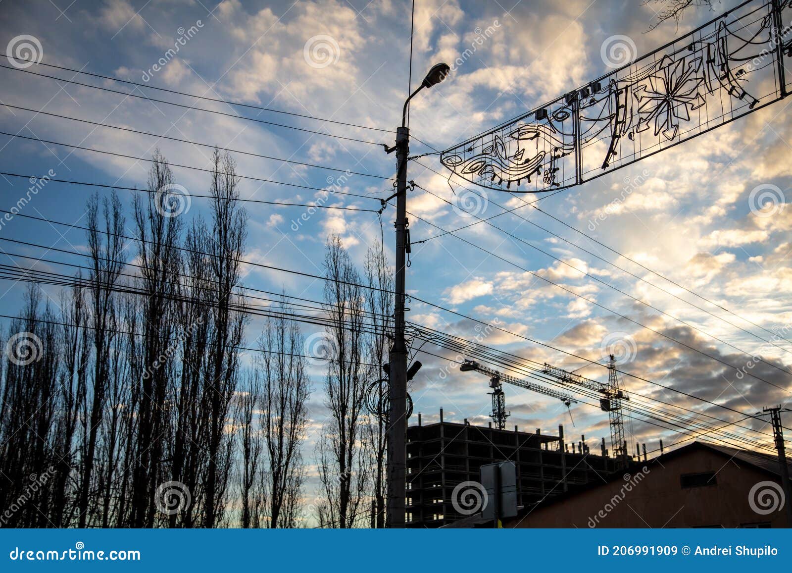 Silhouette of a Wire on a Pole Stock Image - Image of electricity ...