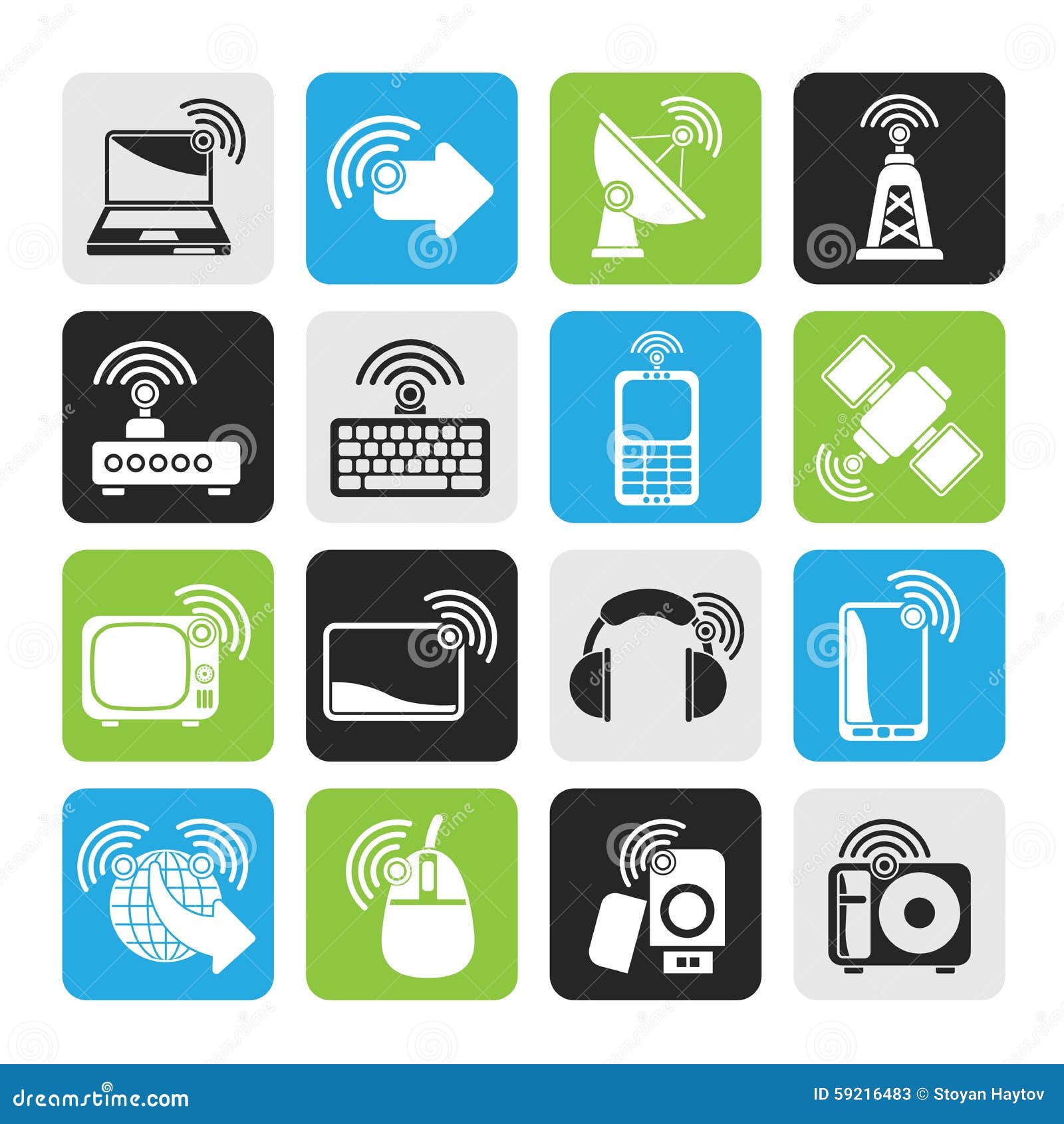 Silhouette Wireless and Technology Icons Stock Vector - Illustration of ...