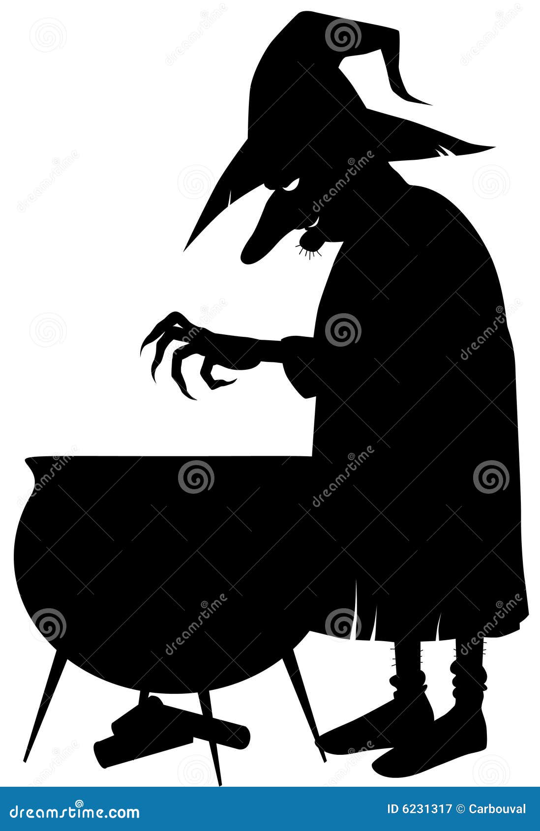 Silhouette of Witch Making Potion Stock Vector - Illustration of potion ...
