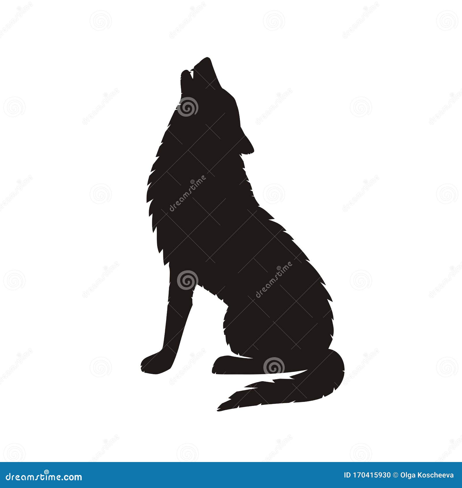 Silhouette of a Wolf Howling at the Moon Stock Vector - Illustration of ...