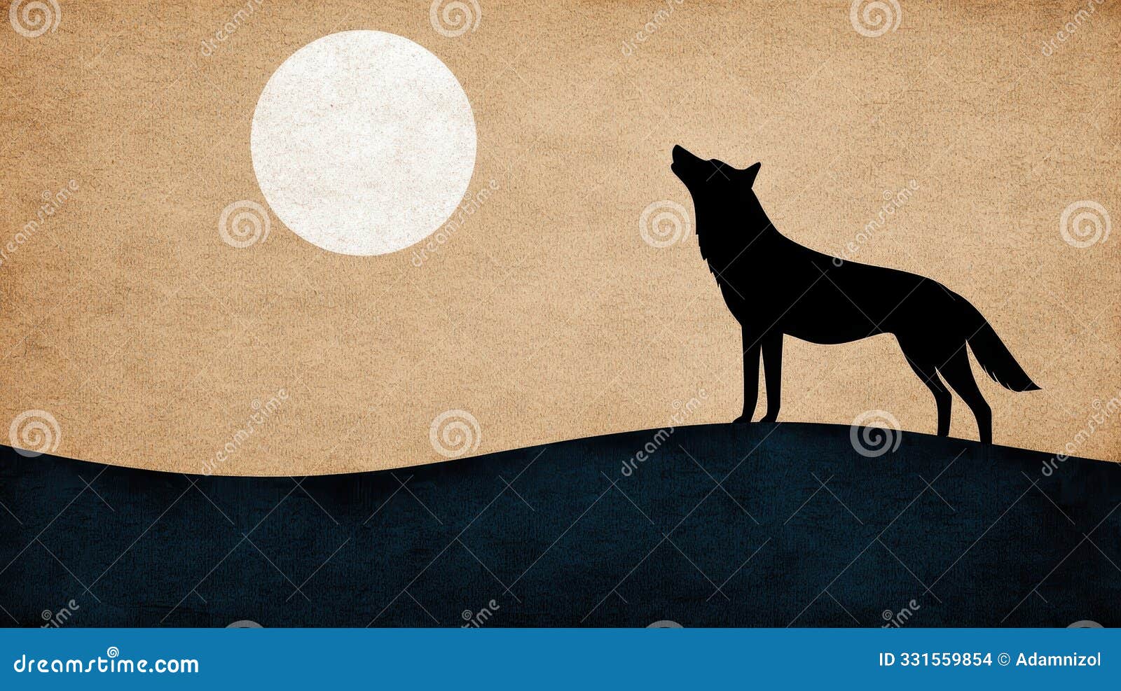 Silhouette of Wolf Howling at the Moon Stock Illustration ...