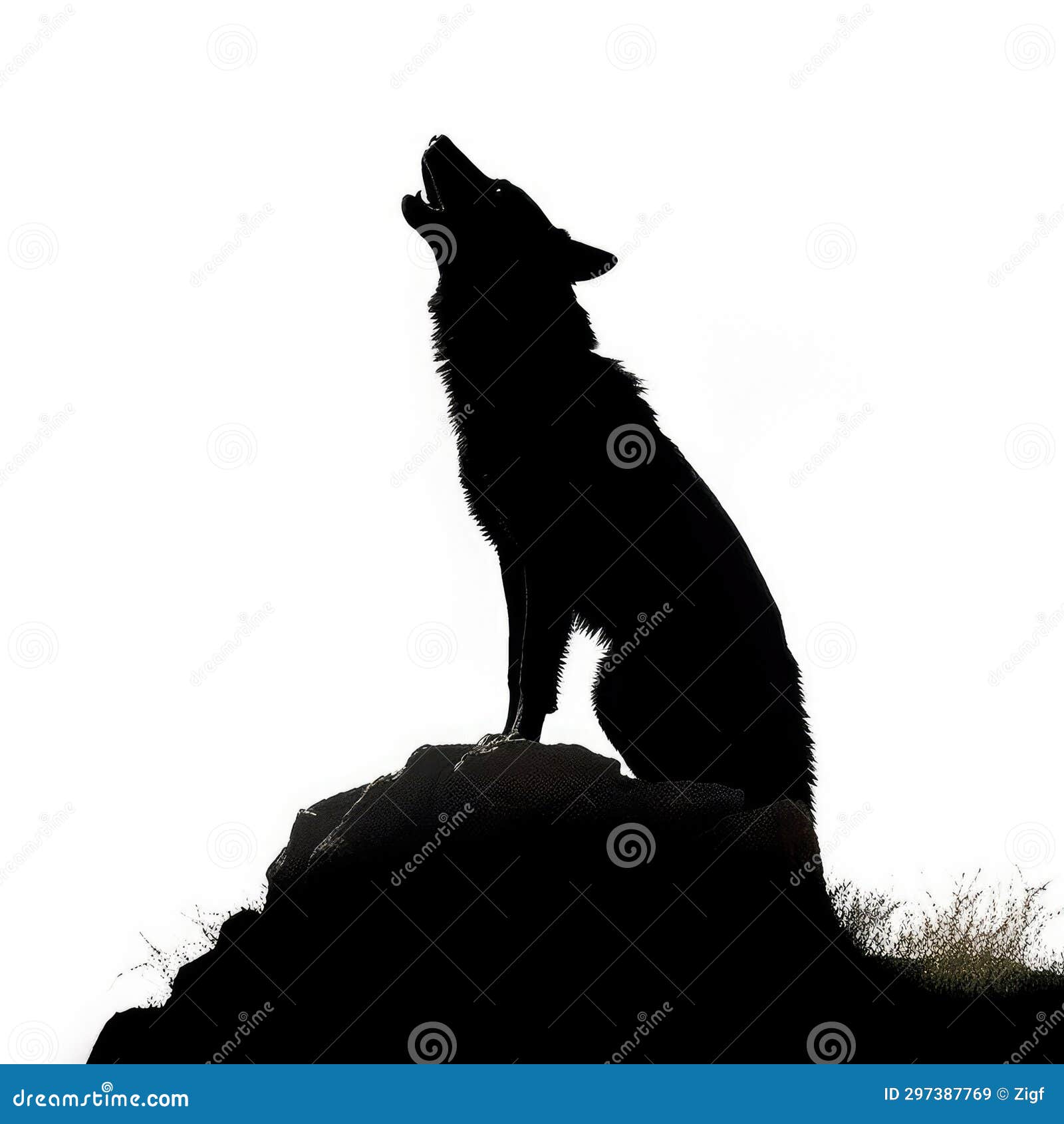 Silhouette of a Wolf Howling on Top of a Hill Stock Illustration ...