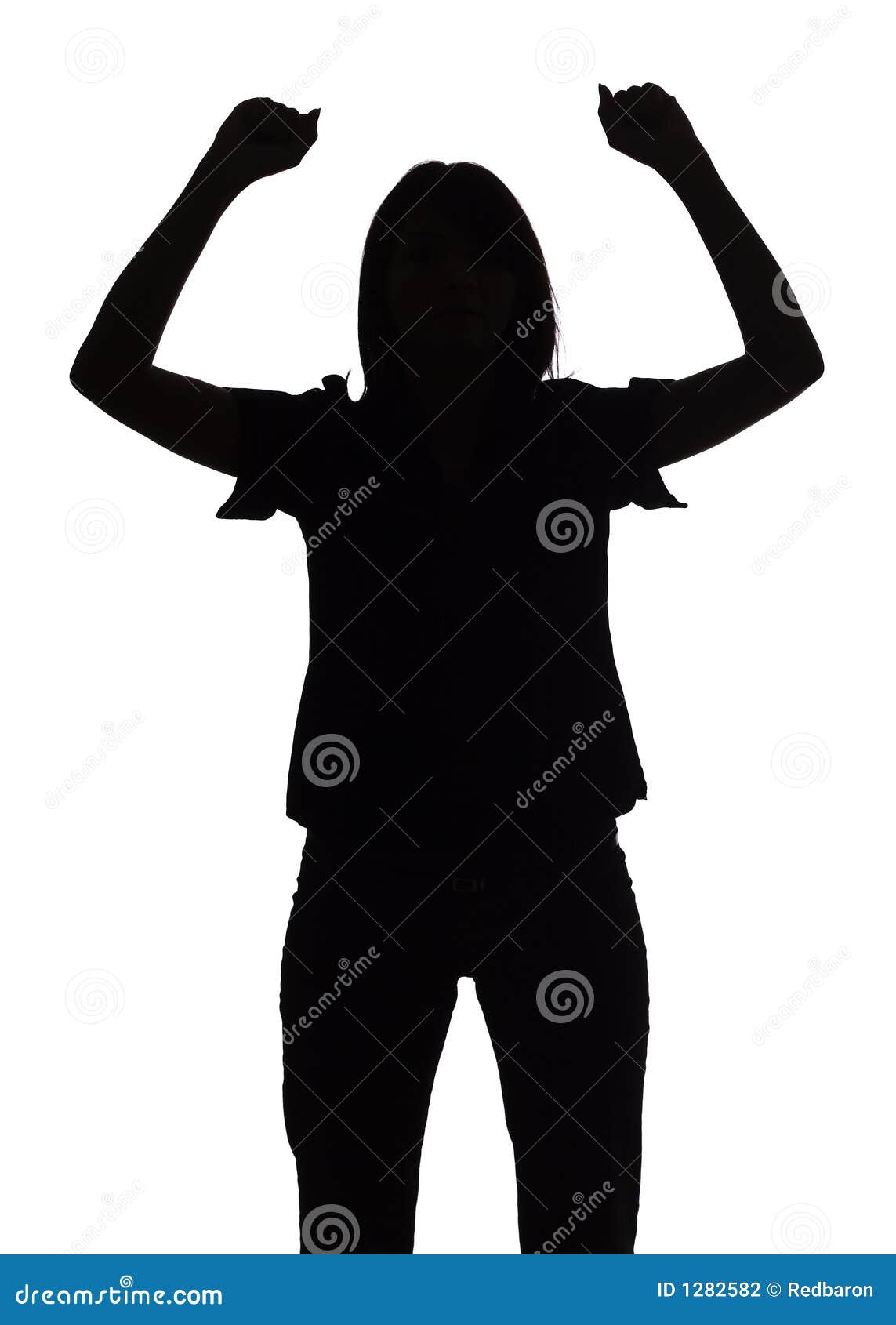 Silhouette of Woman with Arms Up Stock Photo - Image of luck, gain: 1282582