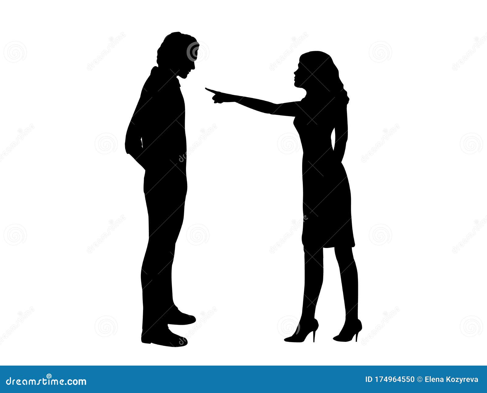 Silhouette of Woman Blaming Man Stock Vector - Illustration of blaming ...