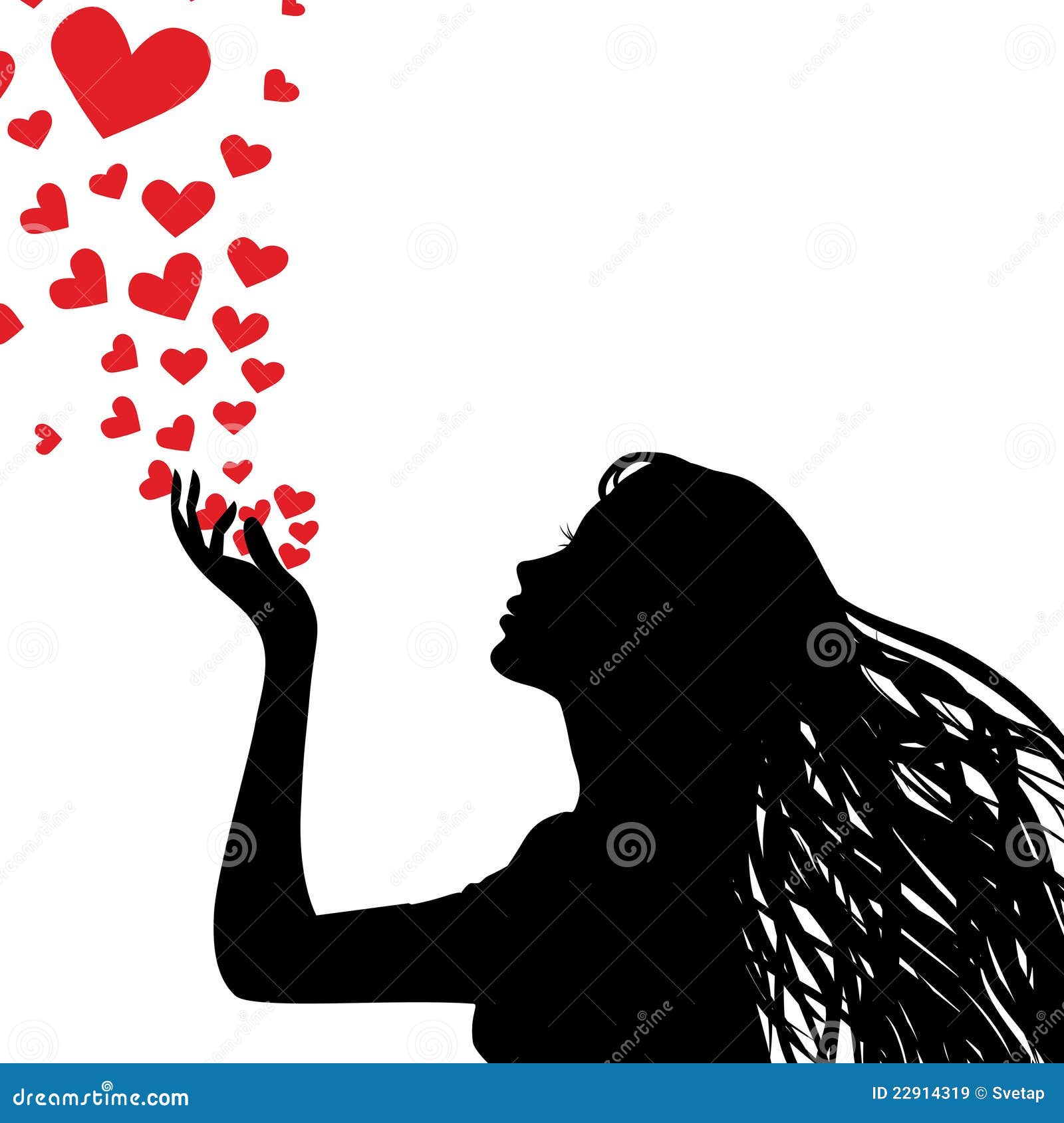 Silhouette Woman Blowing Heart Stock Vector - Illustration of black ...