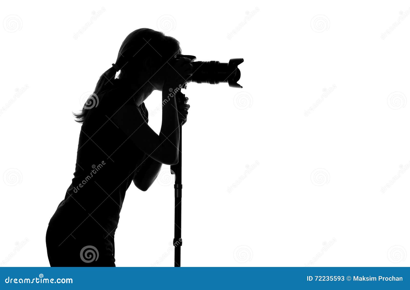 Silhouette of a Woman with a Camera Stock Image - Image of photograph ...